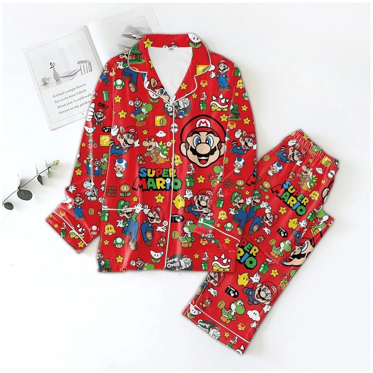 Super Mario Christmas Pajamas Set, Super Mario Long Sleeve Pyjamas Set ...