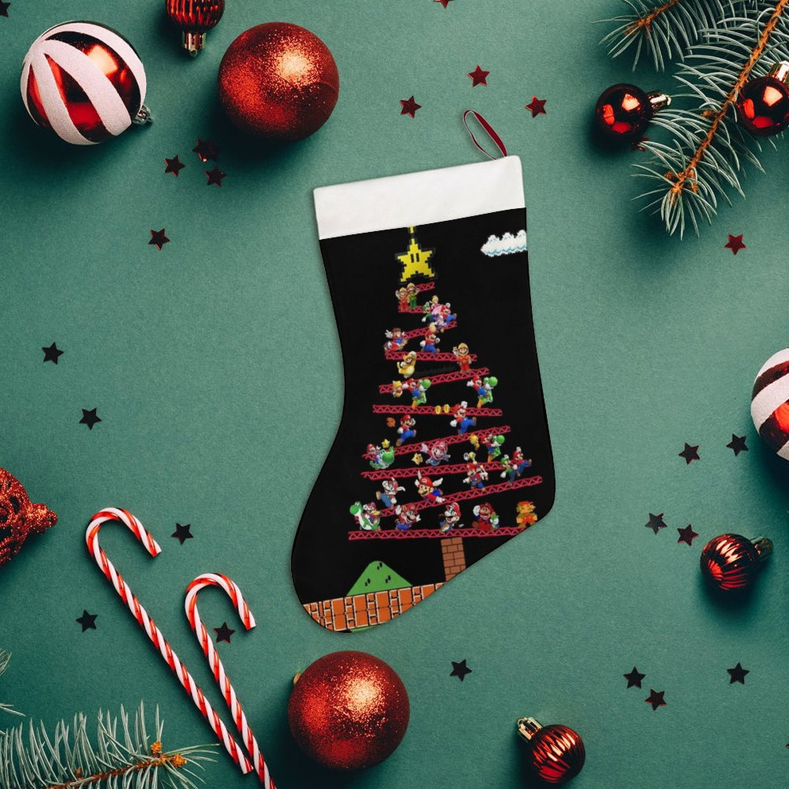 Super Mario Christmas Tree Christmas Stocking Personalized Large ...