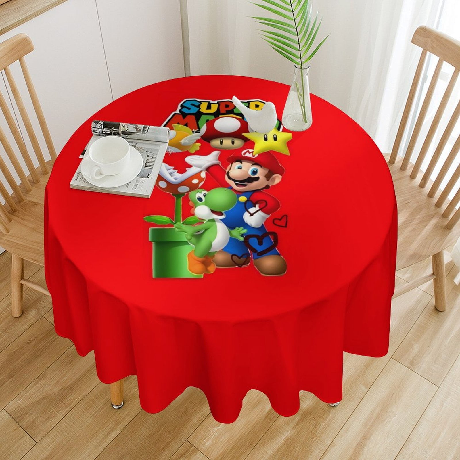 Super Mario Christmas round plastic waterproof tablecloth 50x50in ...