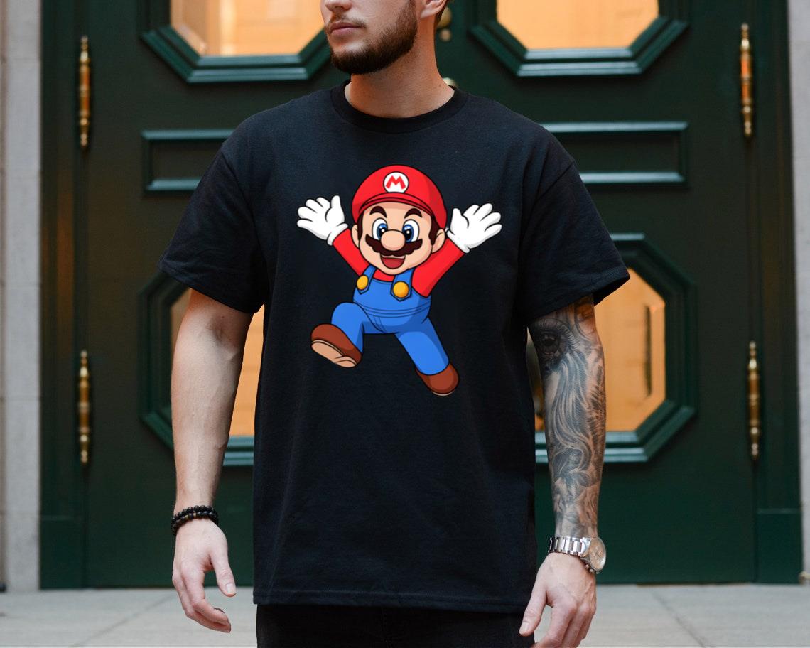 Super Mario Classic Hands Raised T-Shirt, Iconic Red and Blue Outfit ...