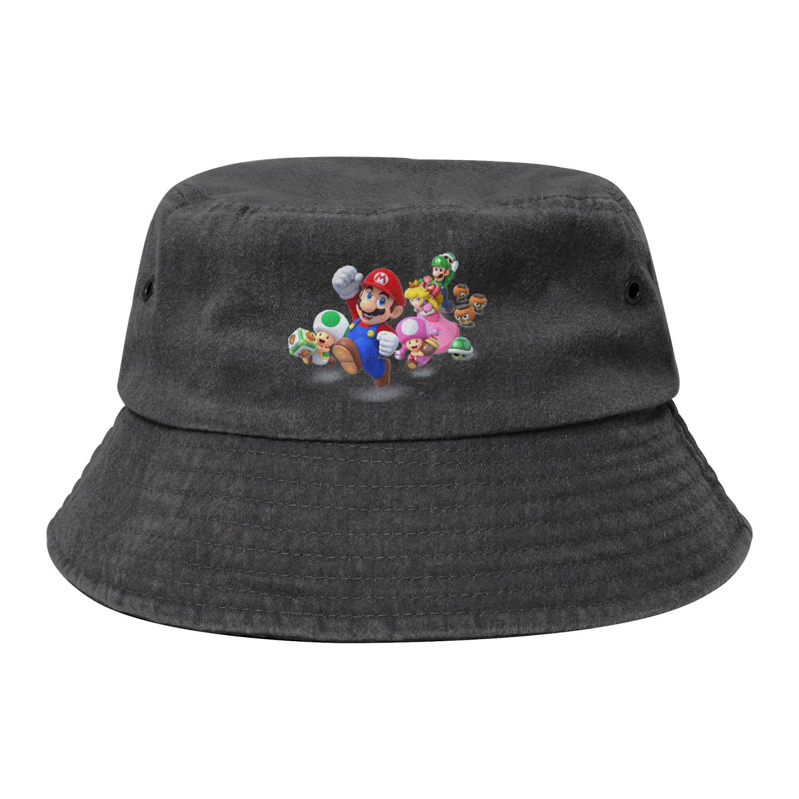 Super Mario Cowboy Fisherman Hat Bucket Hat Washed Denim Cotton Summer ...
