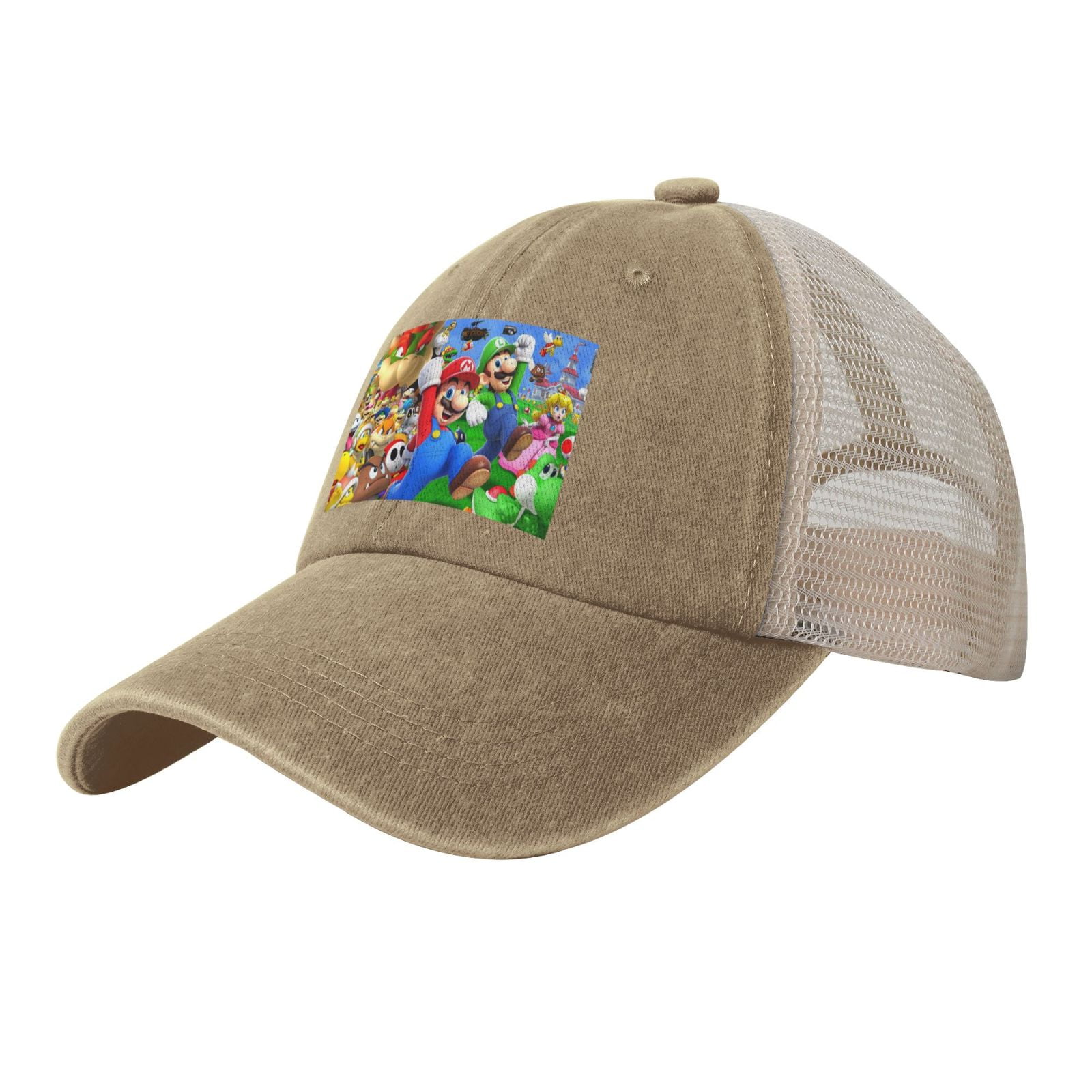 Super Mario Cowboy Mesh Baseball Cap Vintage Classic Trucker Hat For ...