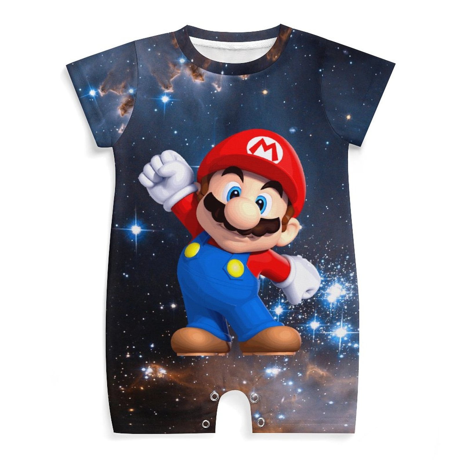 Super Mario Cute Baby One-Piece Rompers Short Sleeve Bodysuits Jumpsuit ...