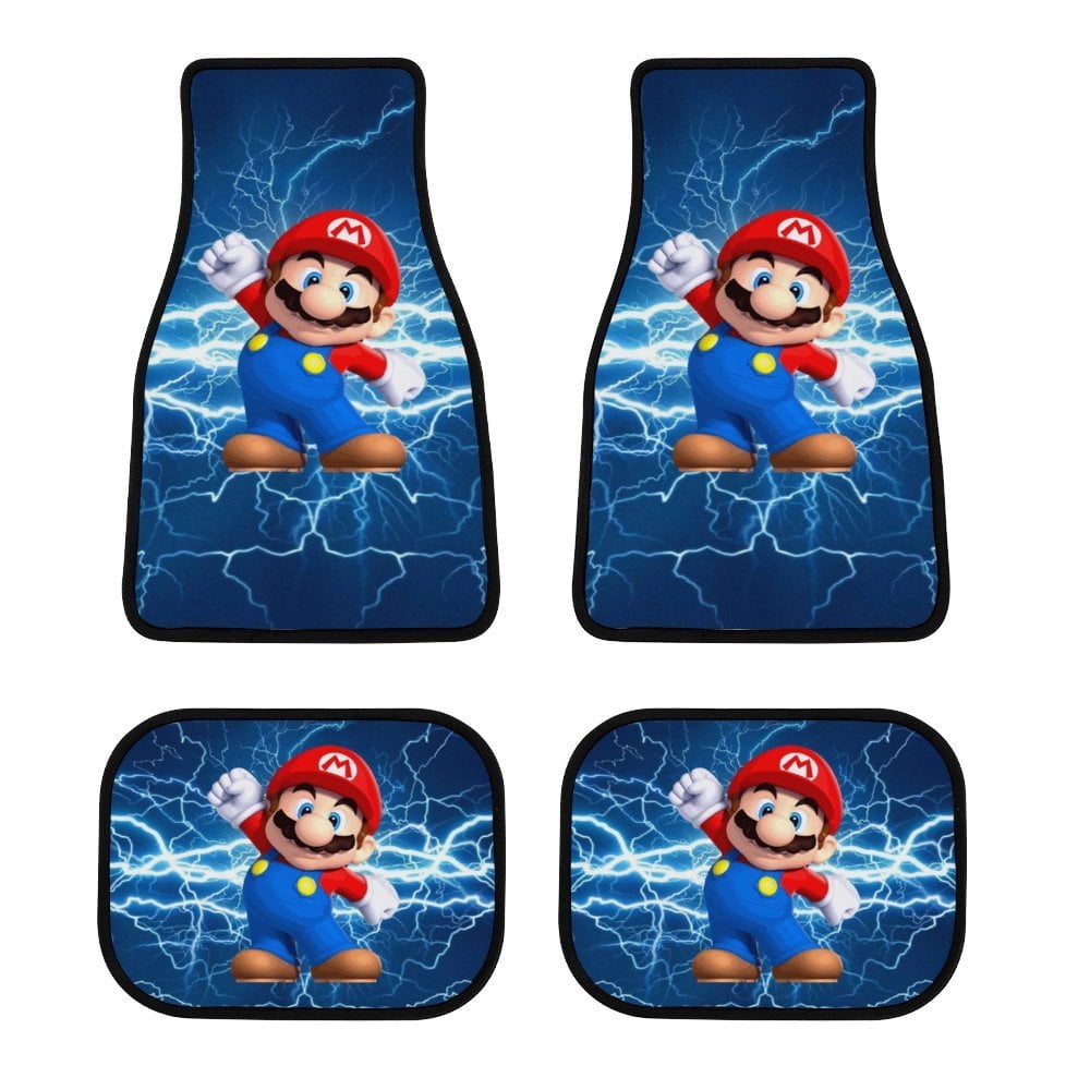 Super Mario Cute Car Floor Mat Set 4-Piece Front/Rear Auto Foot Mats ...