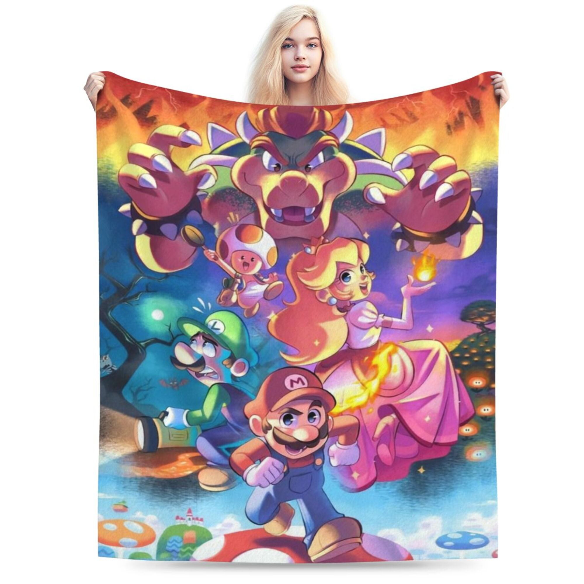 Super Mario Cute Cartoon Flannel Blanket, Soft and Cozy Plush All ...