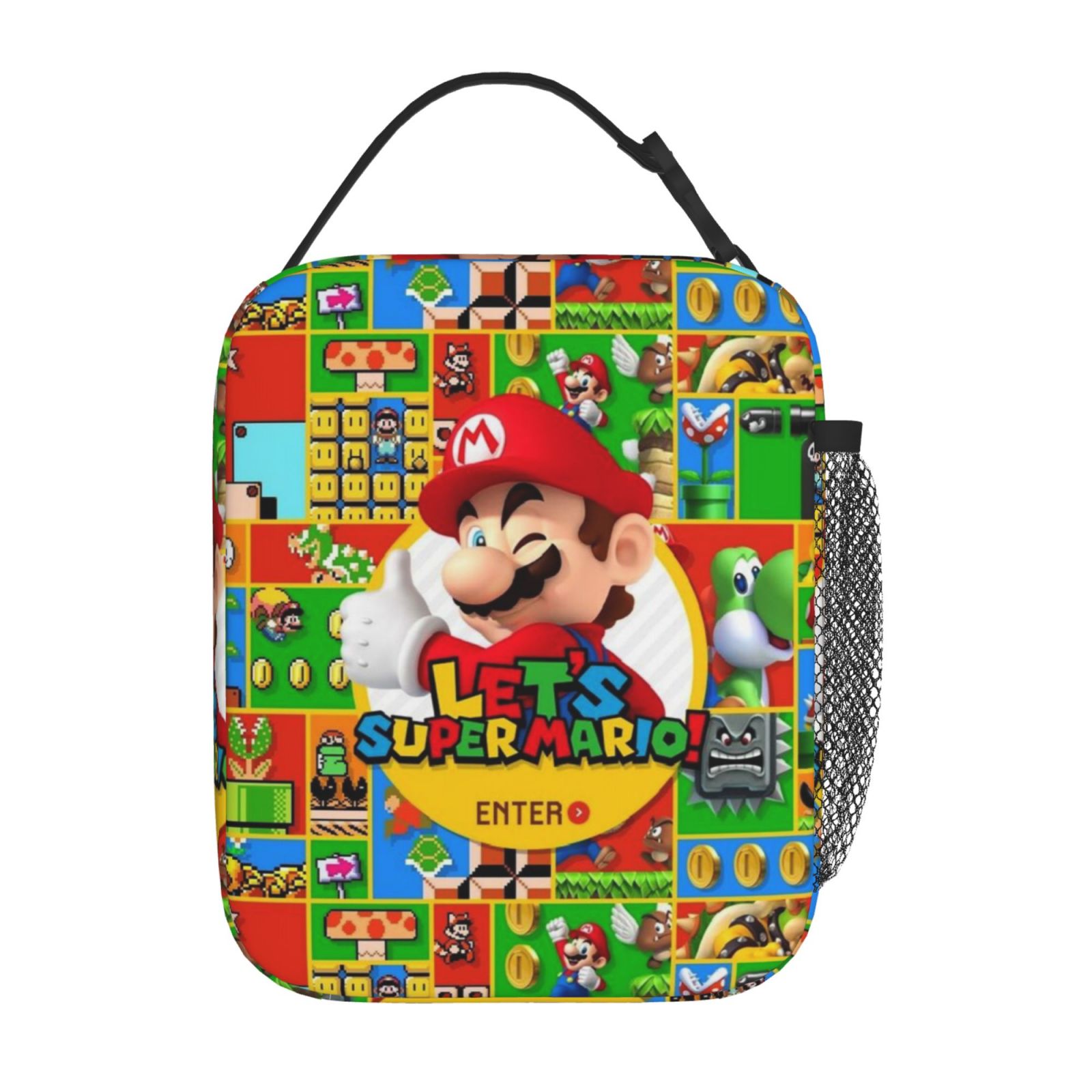 Super Mario Cute Lunch Bag Insulated Tote Cooler Lunch Box Reusable ...