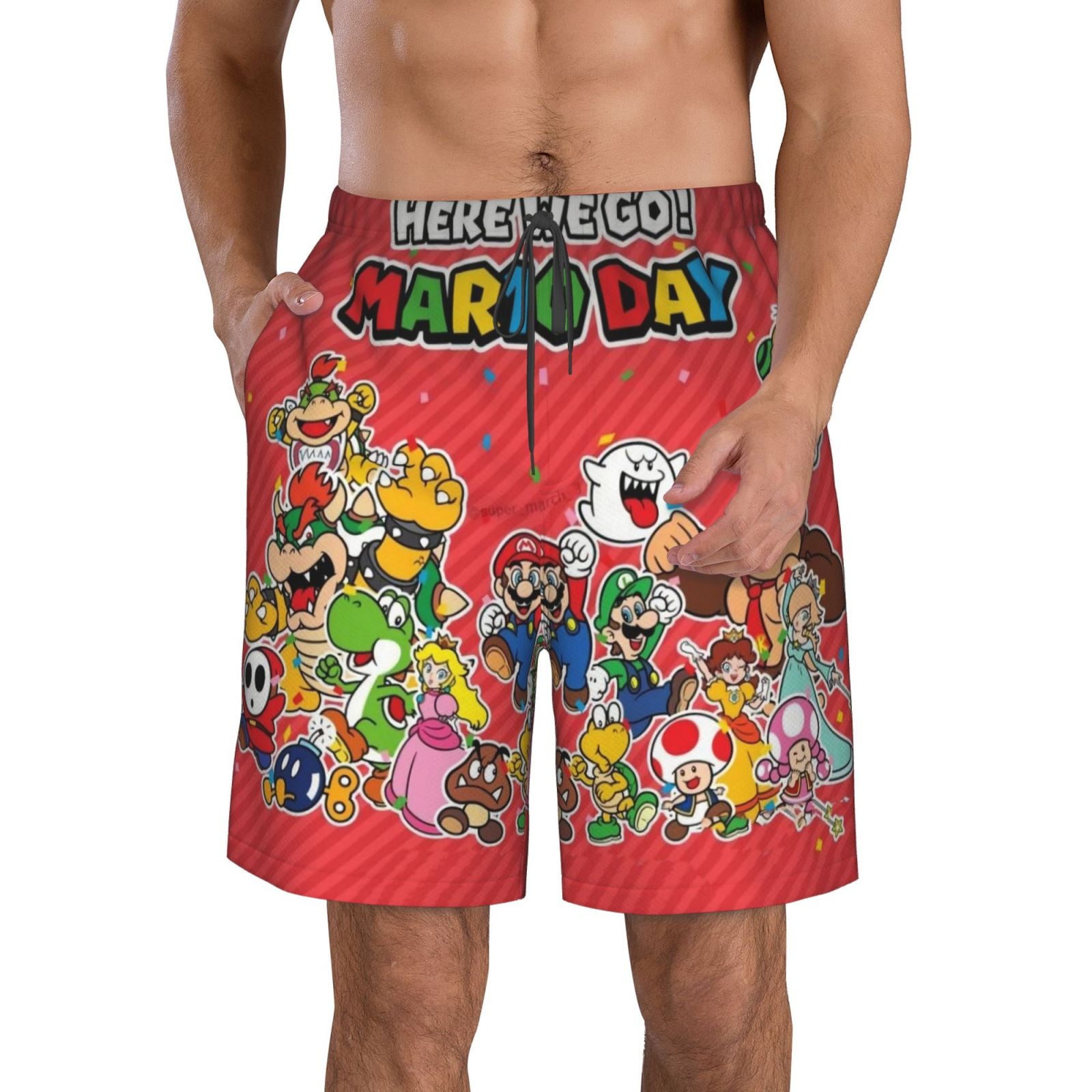 Super Mario Day Summer Beach Sign Mens Swim Trunks Quick Dry Board ...