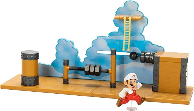 Super Mario Deluxe 2.5in Bowser's Air Ship Playset with Fire Mario ...