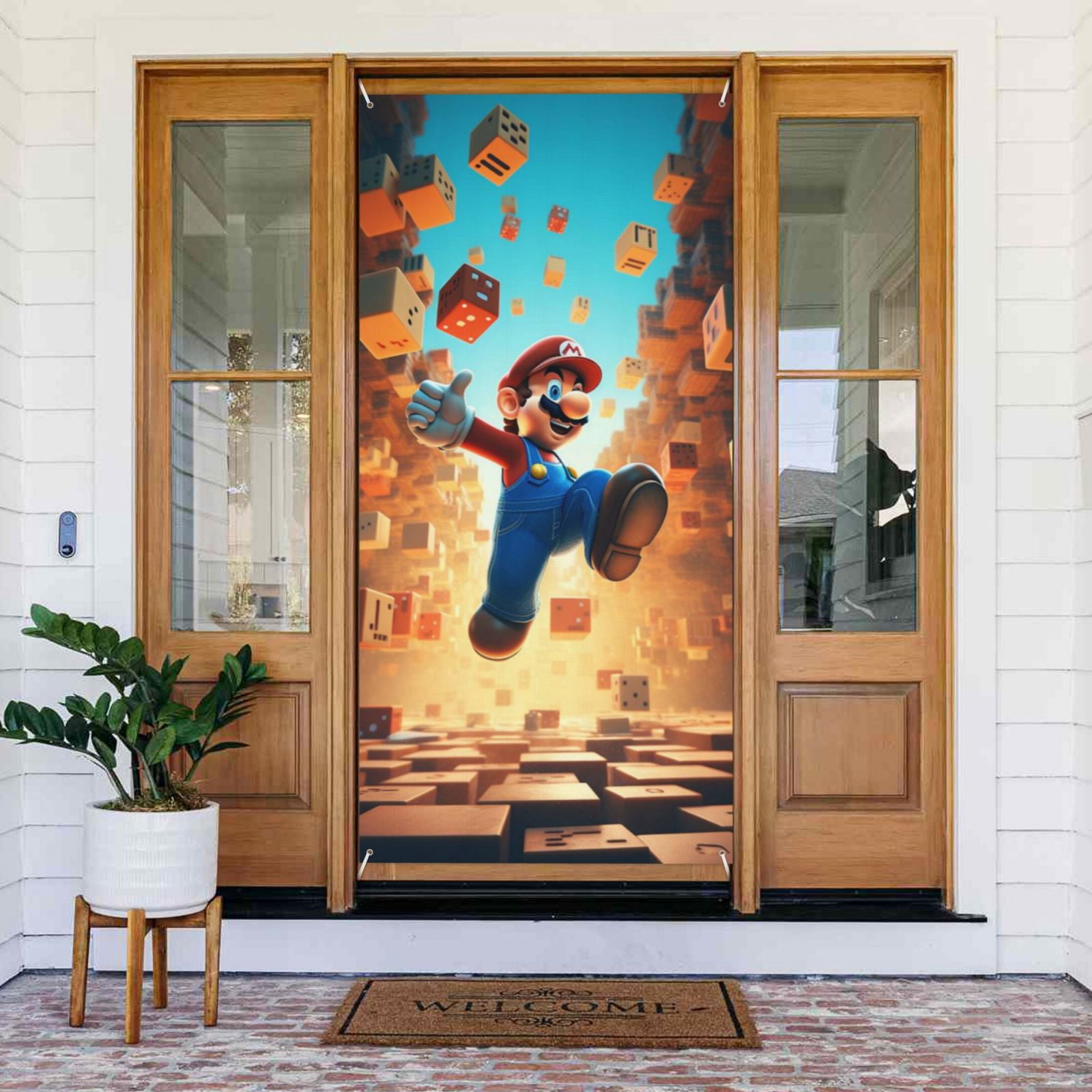 Super Mario Door Cover Decoration Front Door Cover 72.8 X 35.4 Inch ...