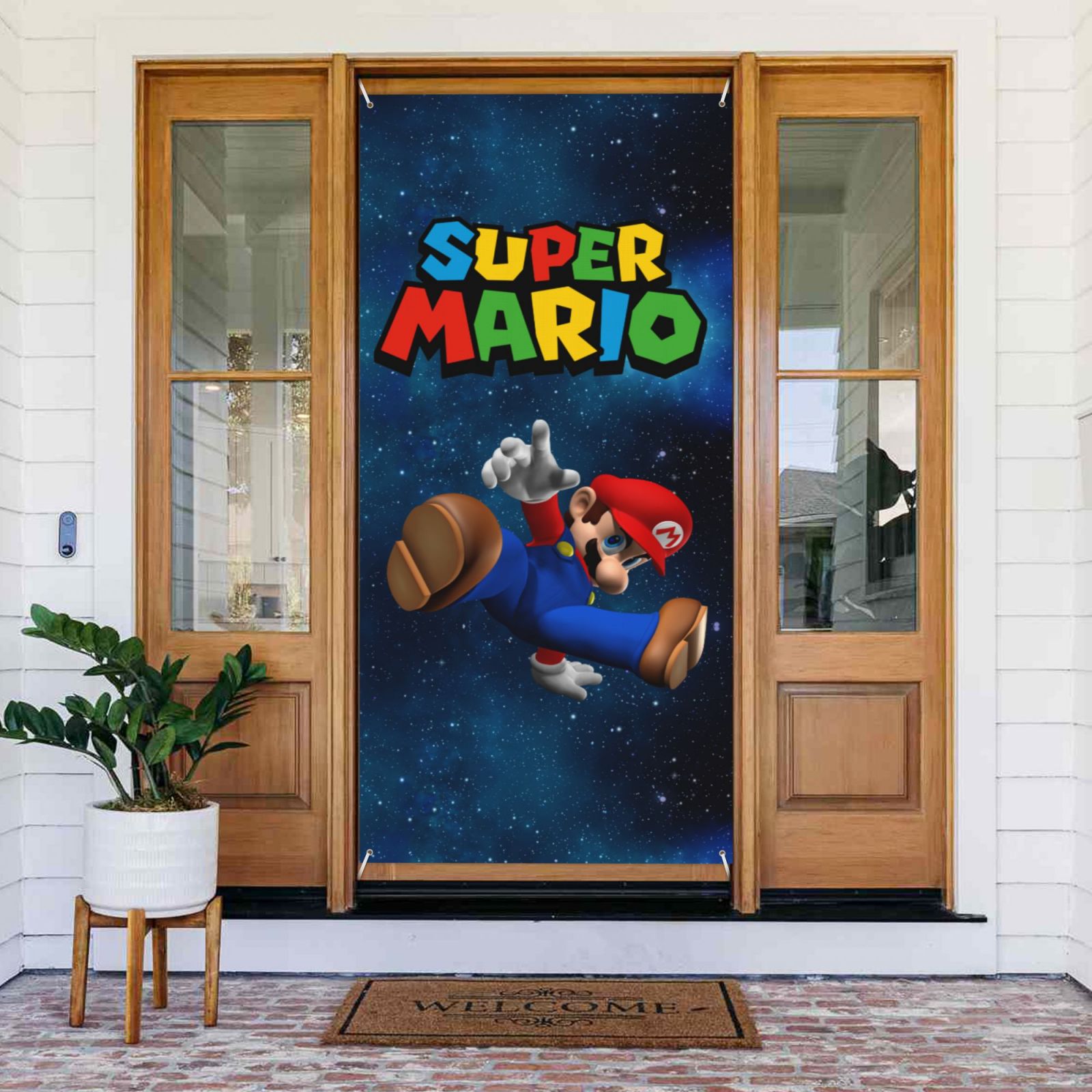 Super Mario Door Cover Decorations Door Banner Porch Sign Banner For ...