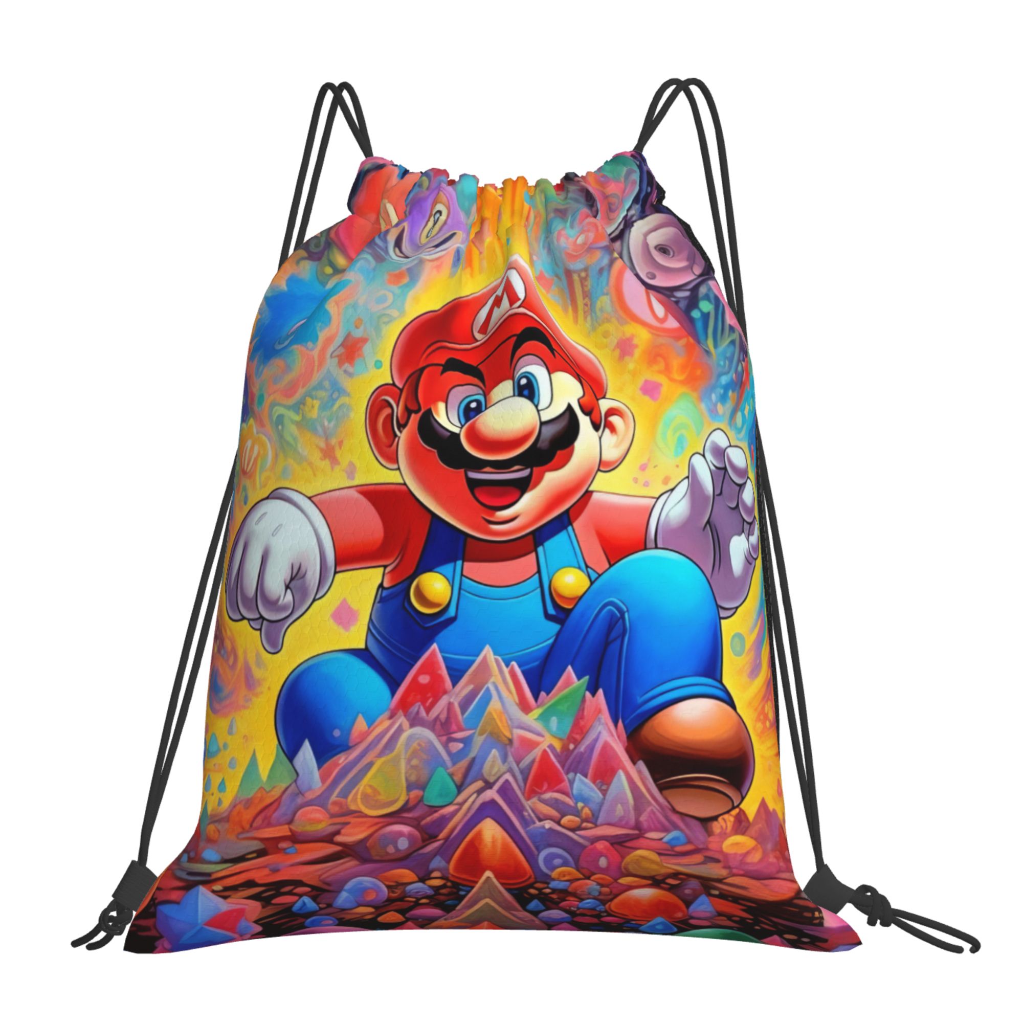 Super Mari-o Drawstring Bags Gym Bag Travel Sling Bag Outdoor Portable ...