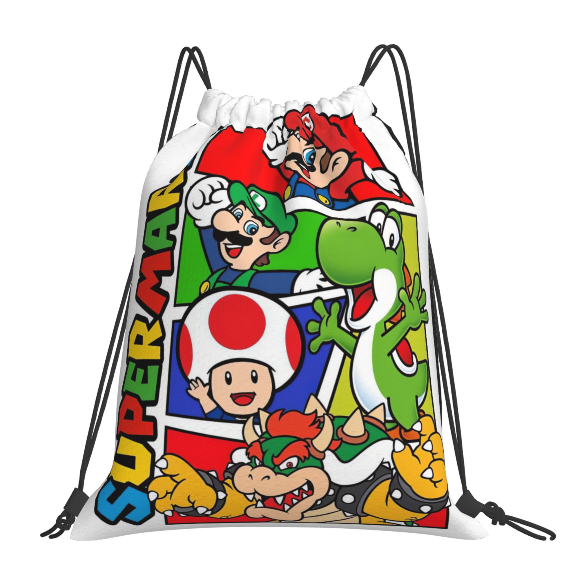 Super Mario Drawstring Bags Gym Bag Travel Backpack Outdoor Portable ...