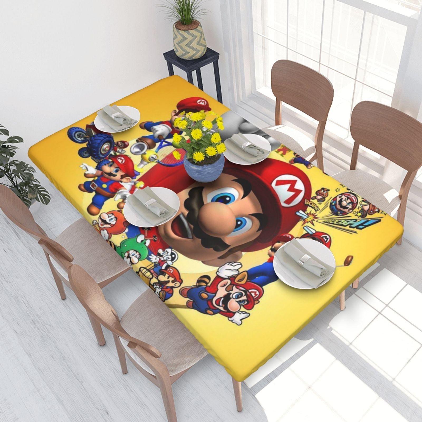 Super Mario Elastic Edged Table Cover Reusable Fitted Rectangle ...