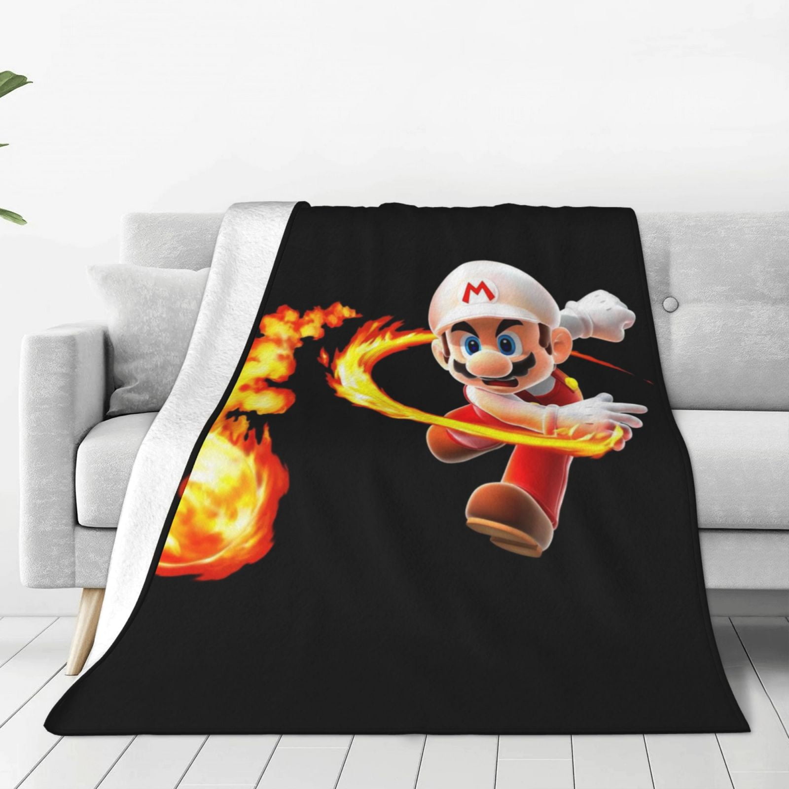 Super Mario Fire Flannel Blanket Cozy Ultra-Soft Micro Fleece Throw ...