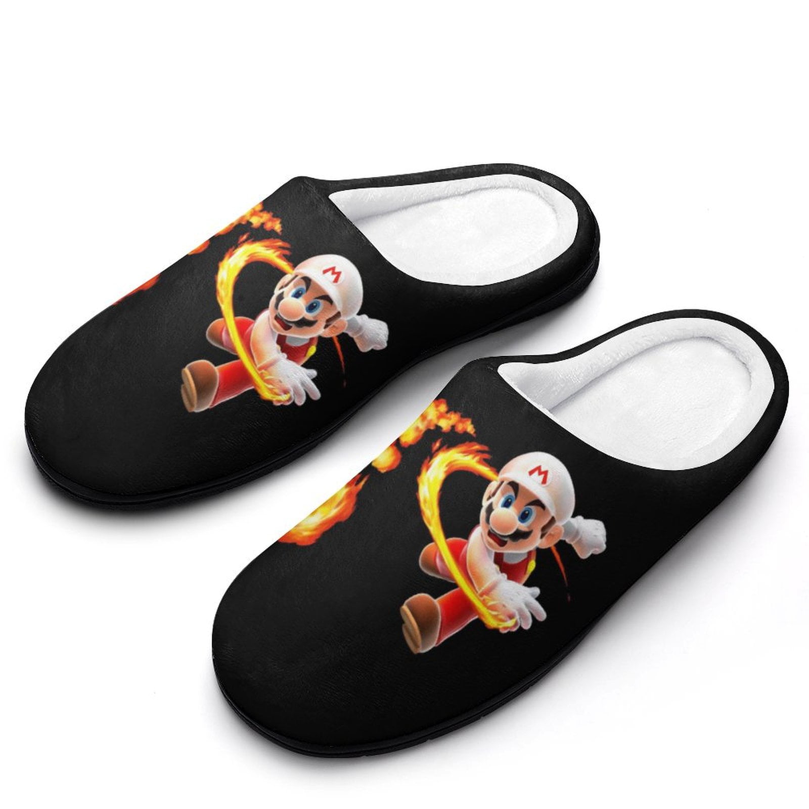 Super Mario Fire Men's Cotton Slippers Winter Fuzzy Lightweight Anti ...