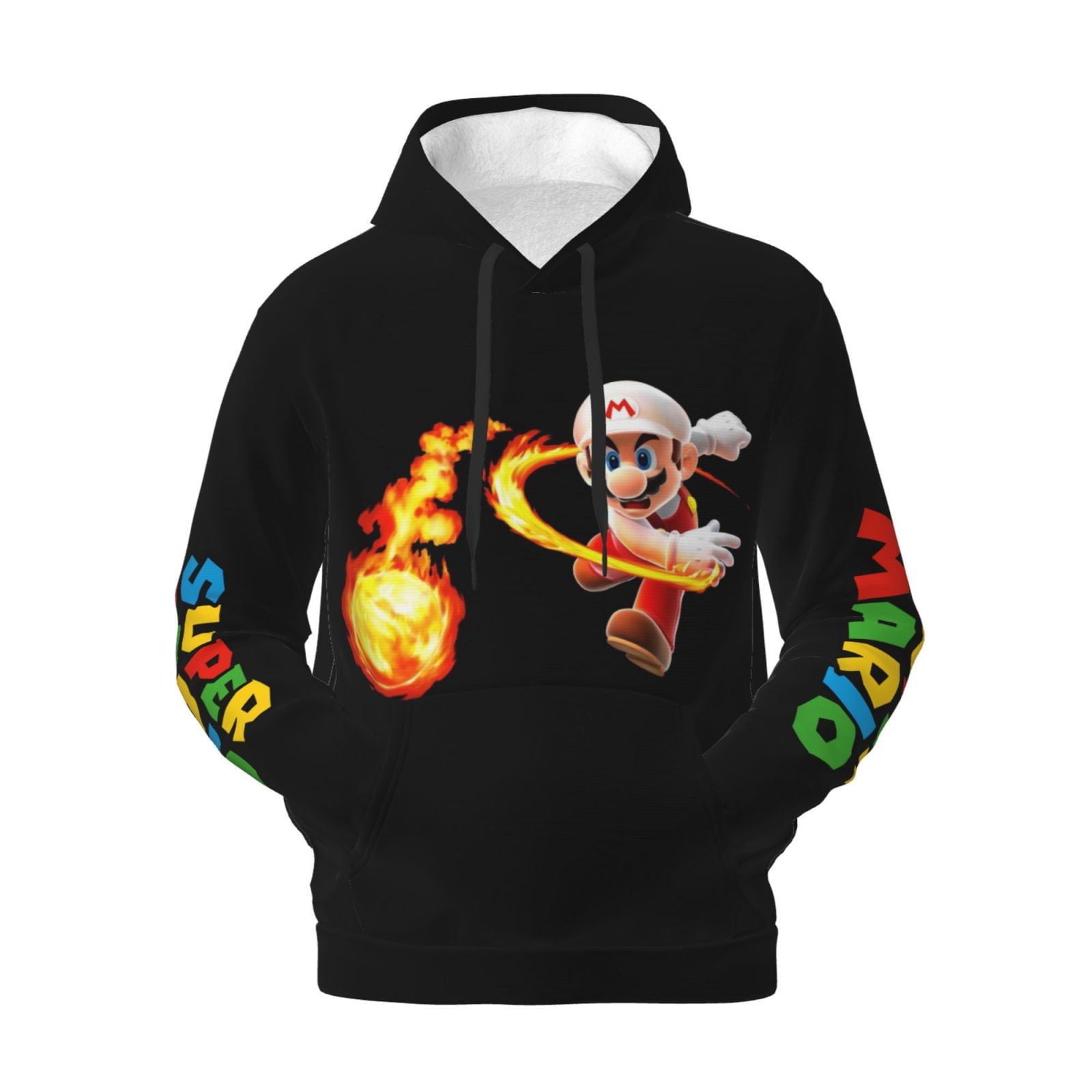 Super Mario Fire Men's Sweatshirt Hoodies Soft Plush Fleece Pullover ...
