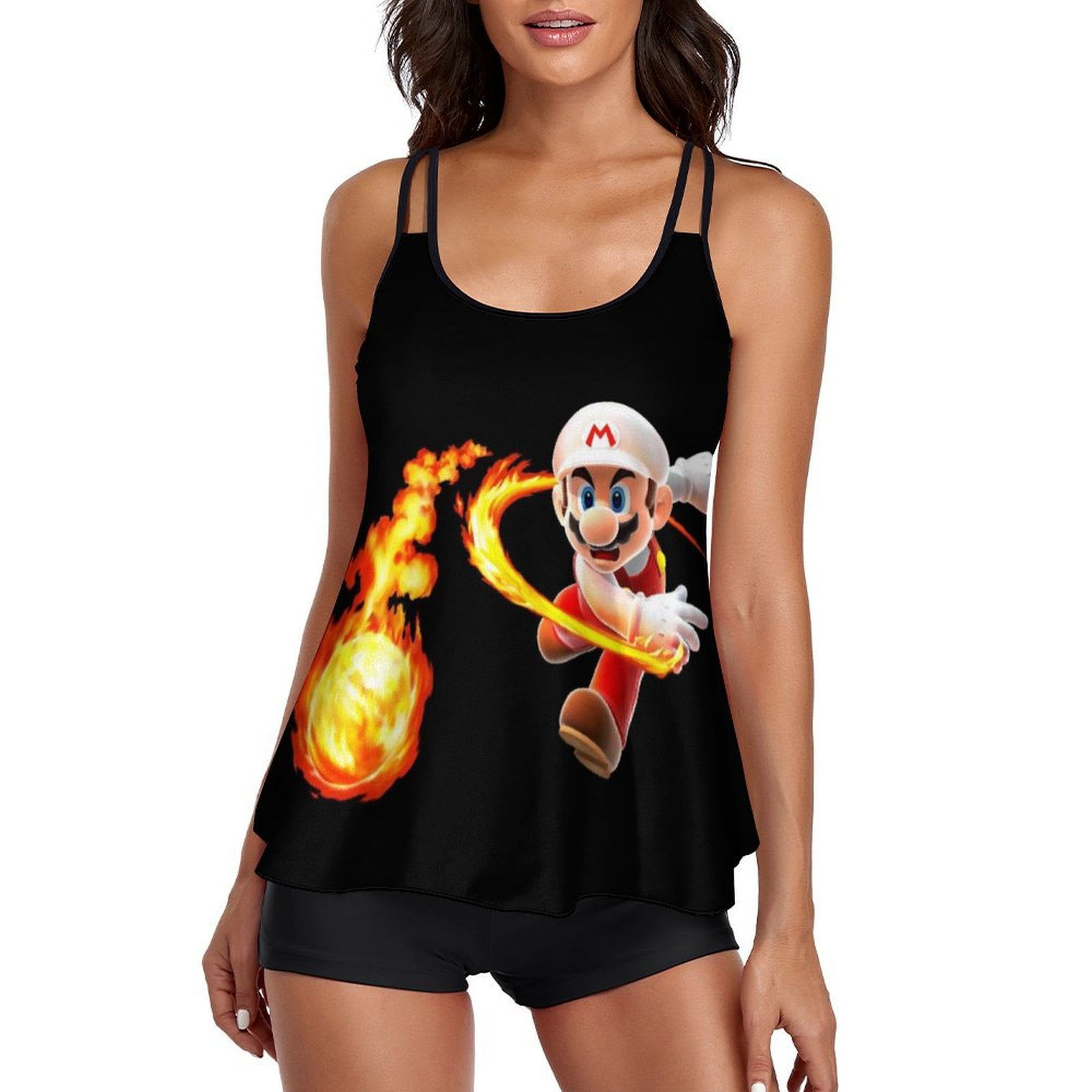 Super Mario Fire Women's Tankini Swimsuits Tank Tops Swimwear with ...