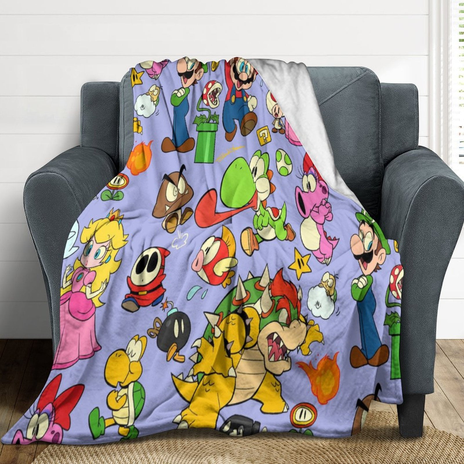 Super Mario Flannel Blankets Soft Plush Throw Blanket Fuzzy Cozy Luxury ...