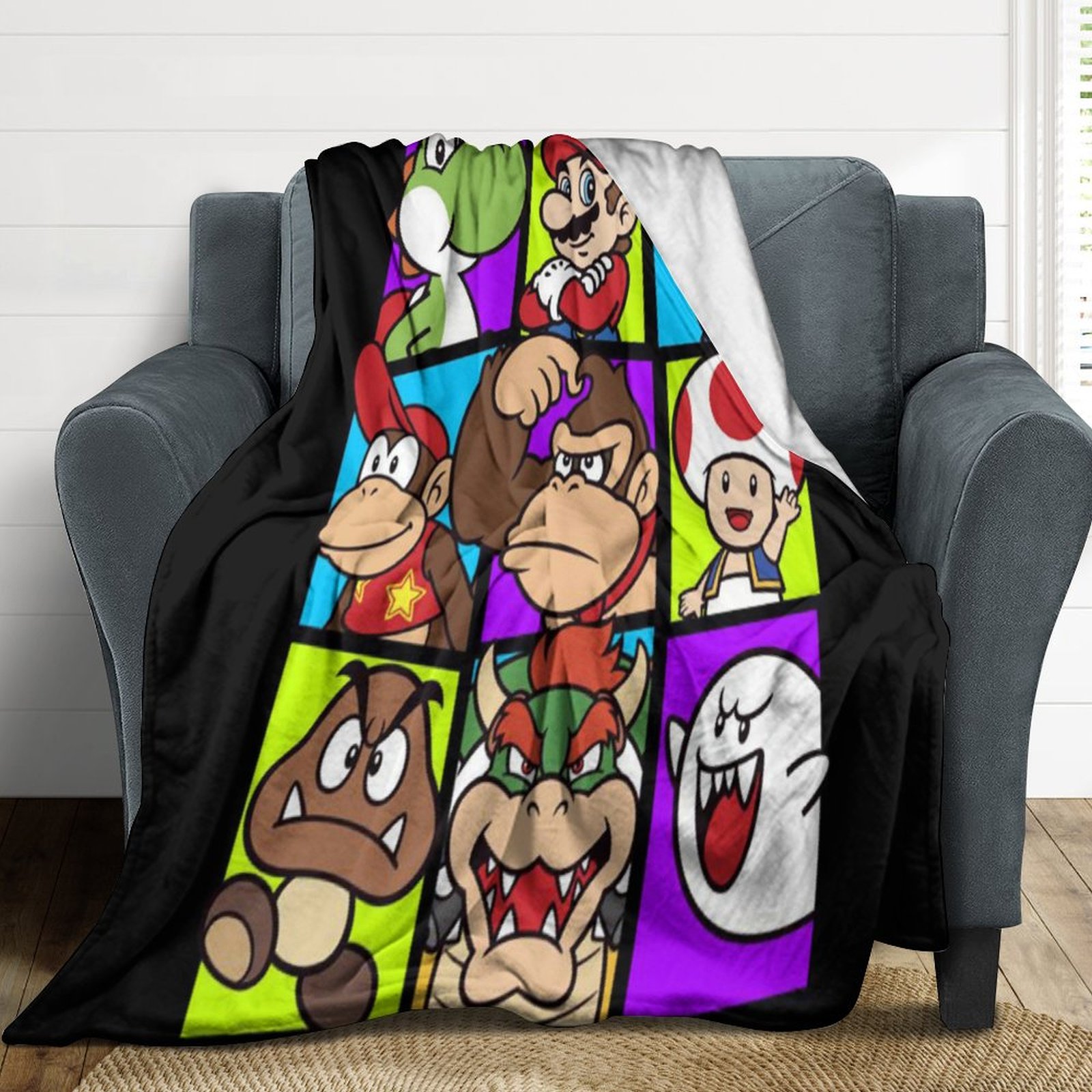 Super Mario Flannel Blankets Soft Plush Throw Blanket Fuzzy Cozy Luxury ...