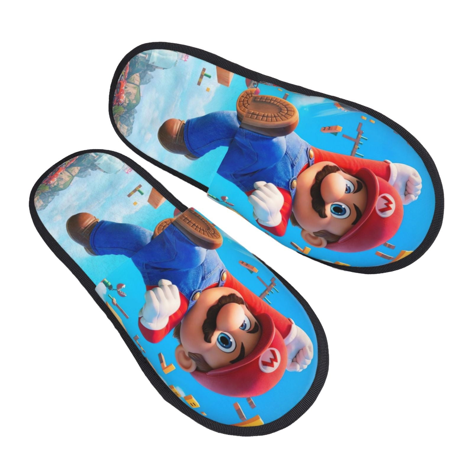 Super Mario Furry Slippers For Men Women Fuzzy House Slippers Winter ...