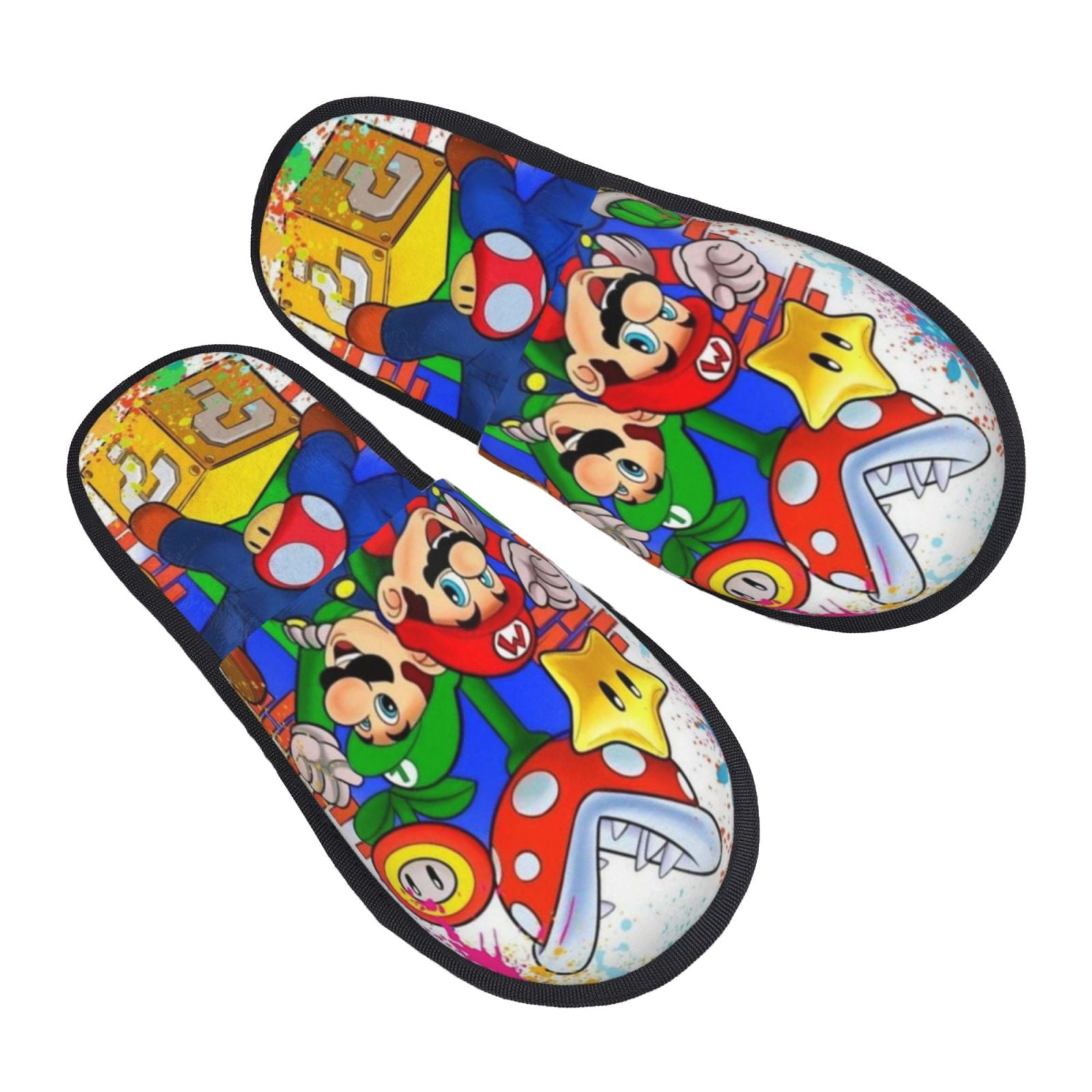 Super Mario Furry Slippers For Men Women Fuzzy House Slippers Winter ...