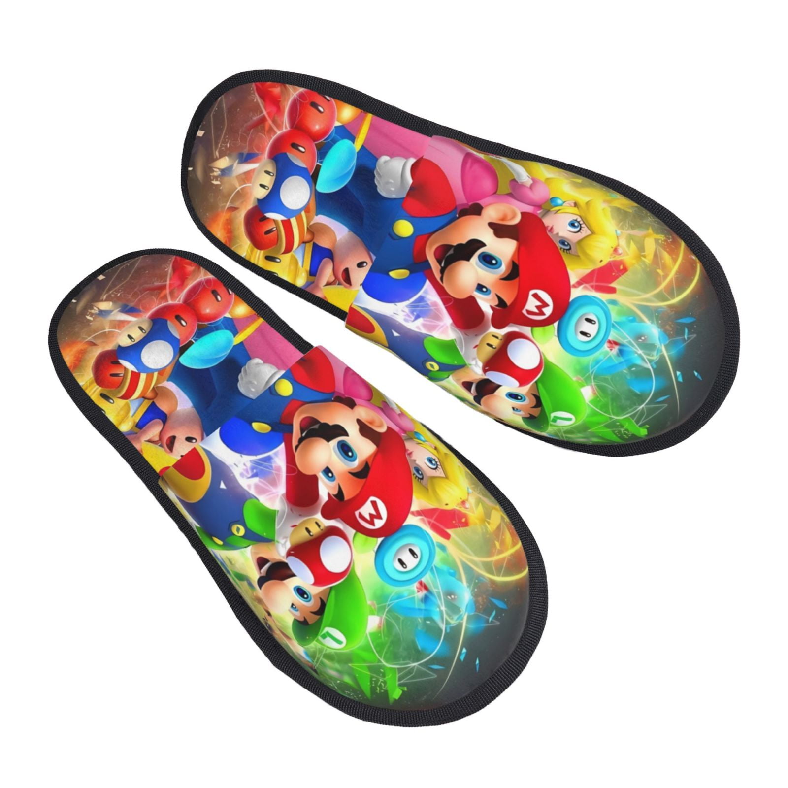 Super Mario Furry Slippers For Men Women Fuzzy House Slippers Winter ...
