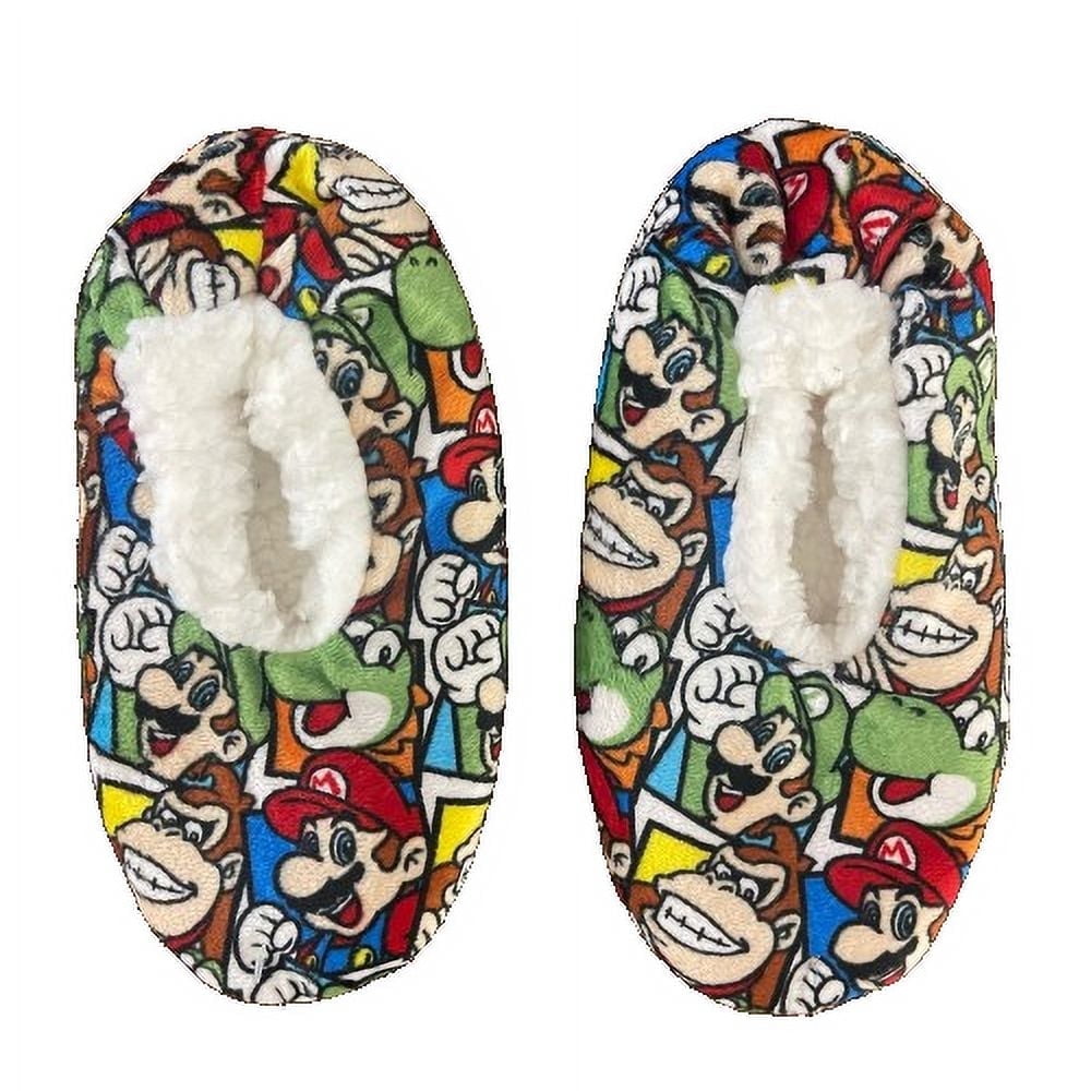 Super Mario Men's Slip-Resistant Babba Slipper Socks, Flat Heel Closed ...