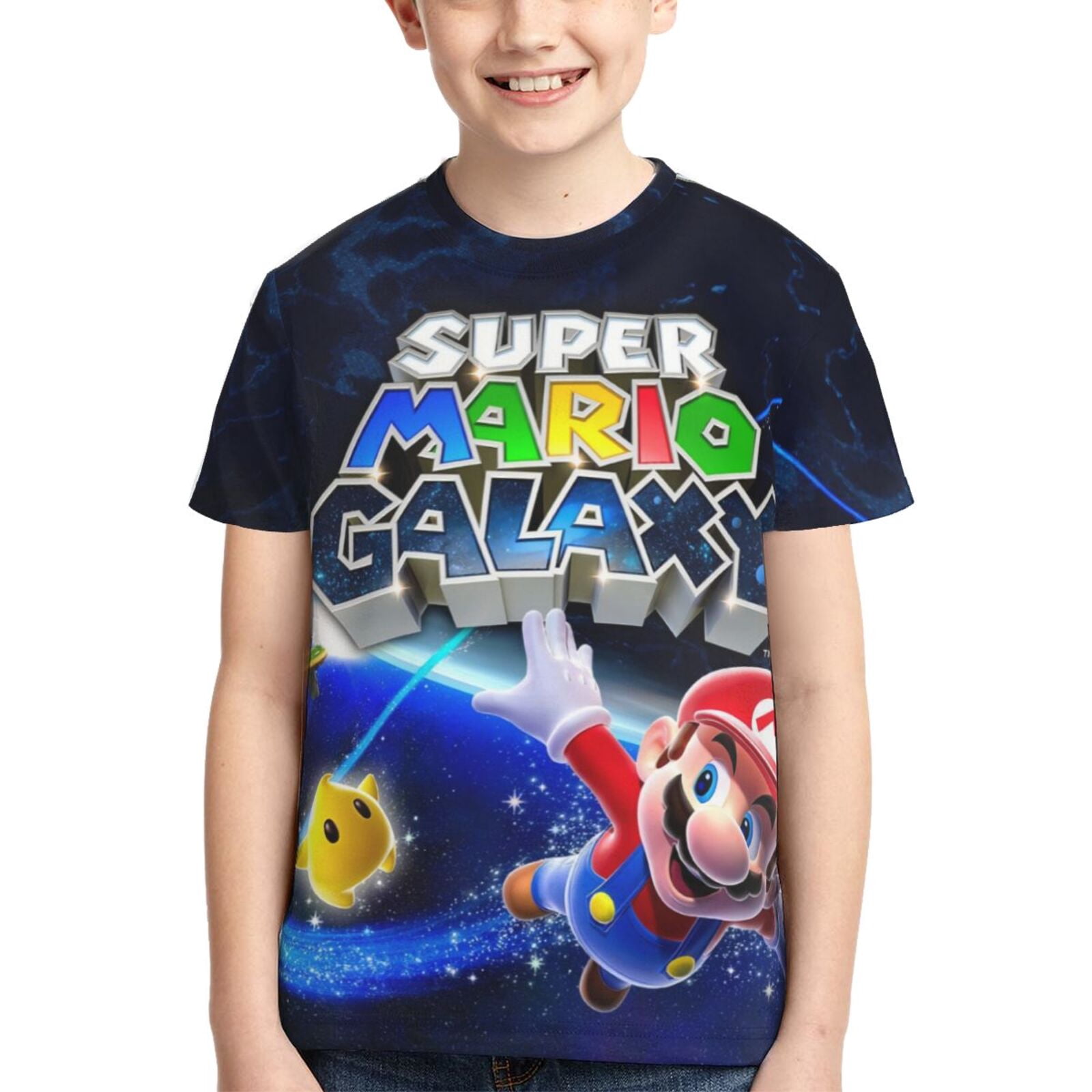 Super Mario GALAXY Youth Shirt,Athletic Short Sleeve Tees Kids Casual ...