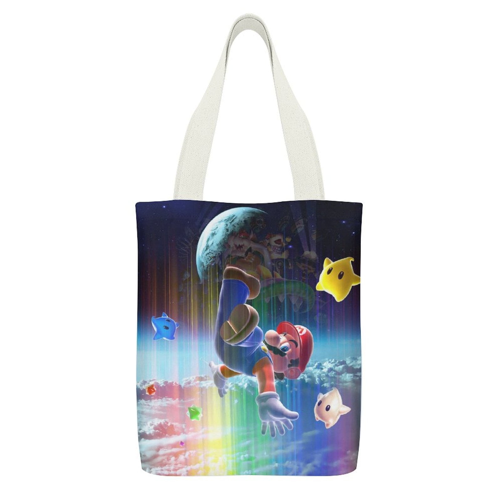 Super Mario Galaxy Canvas Tote Bag Zipper Book Tote Bag Daily Shoulder ...
