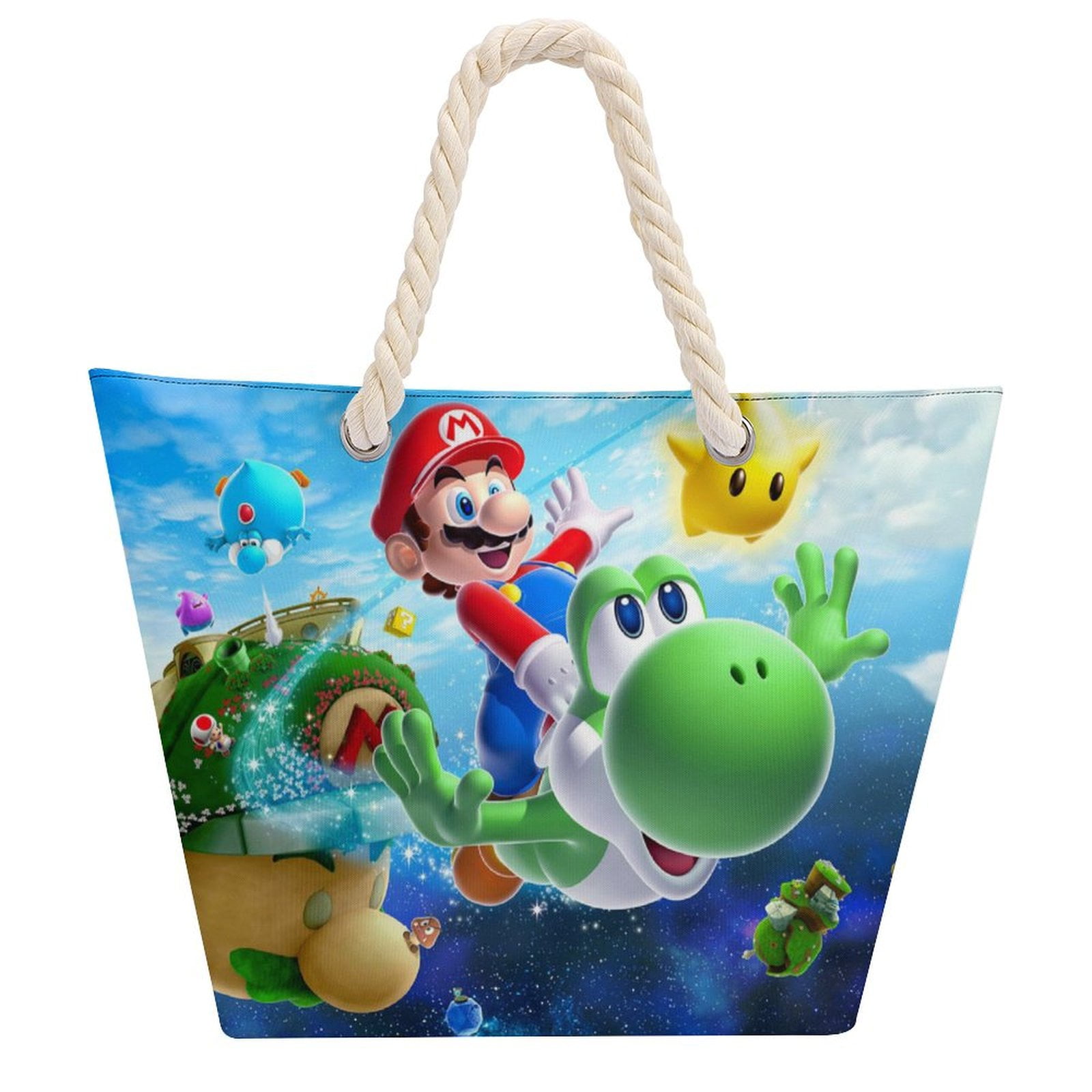 Super Mario Galaxy Hemp Rope Tote Bag Fashion Travel Shopping School ...