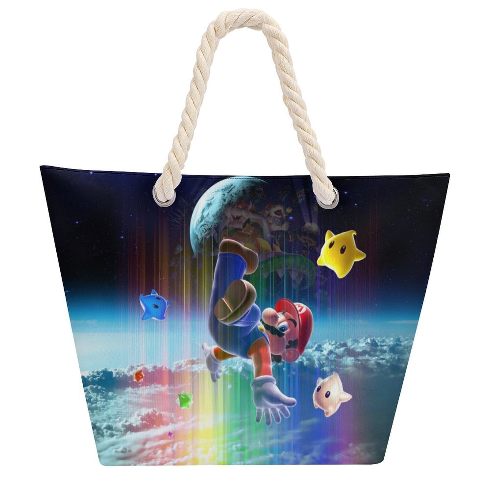 Super Mario Galaxy Hemp Rope Tote Bag Fashion Travel Shopping School ...