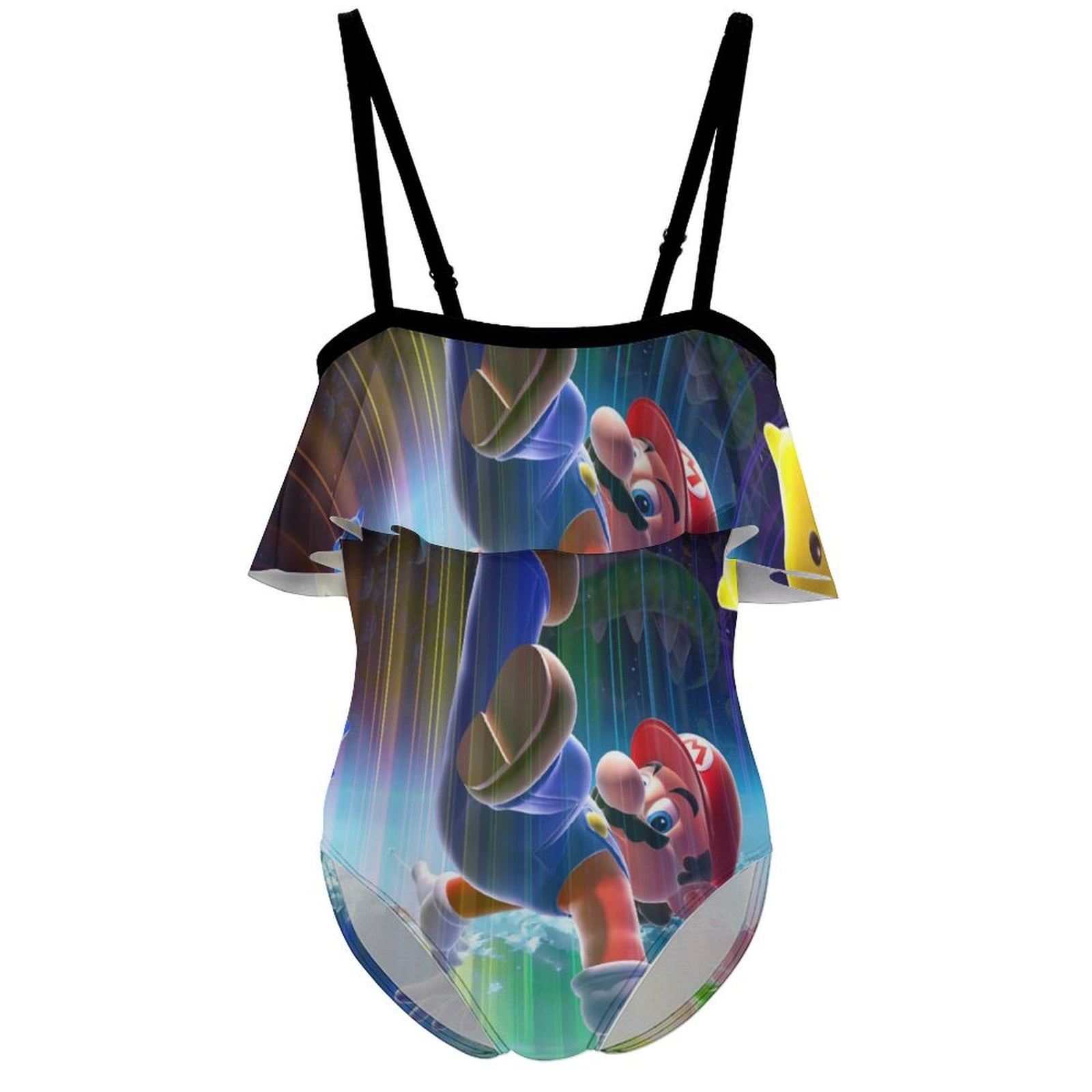 Super Mario Galaxy Kids One-piece Swimsuit Adjustable Off Shoulder ...