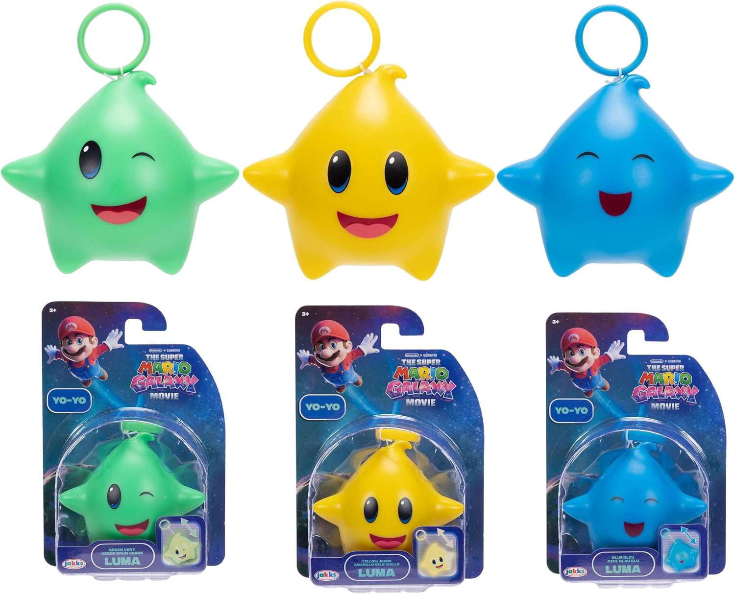 Super Mario Galaxy Movie Luma Blue, Green & Yellow Yo-Yo 3-Pack ...