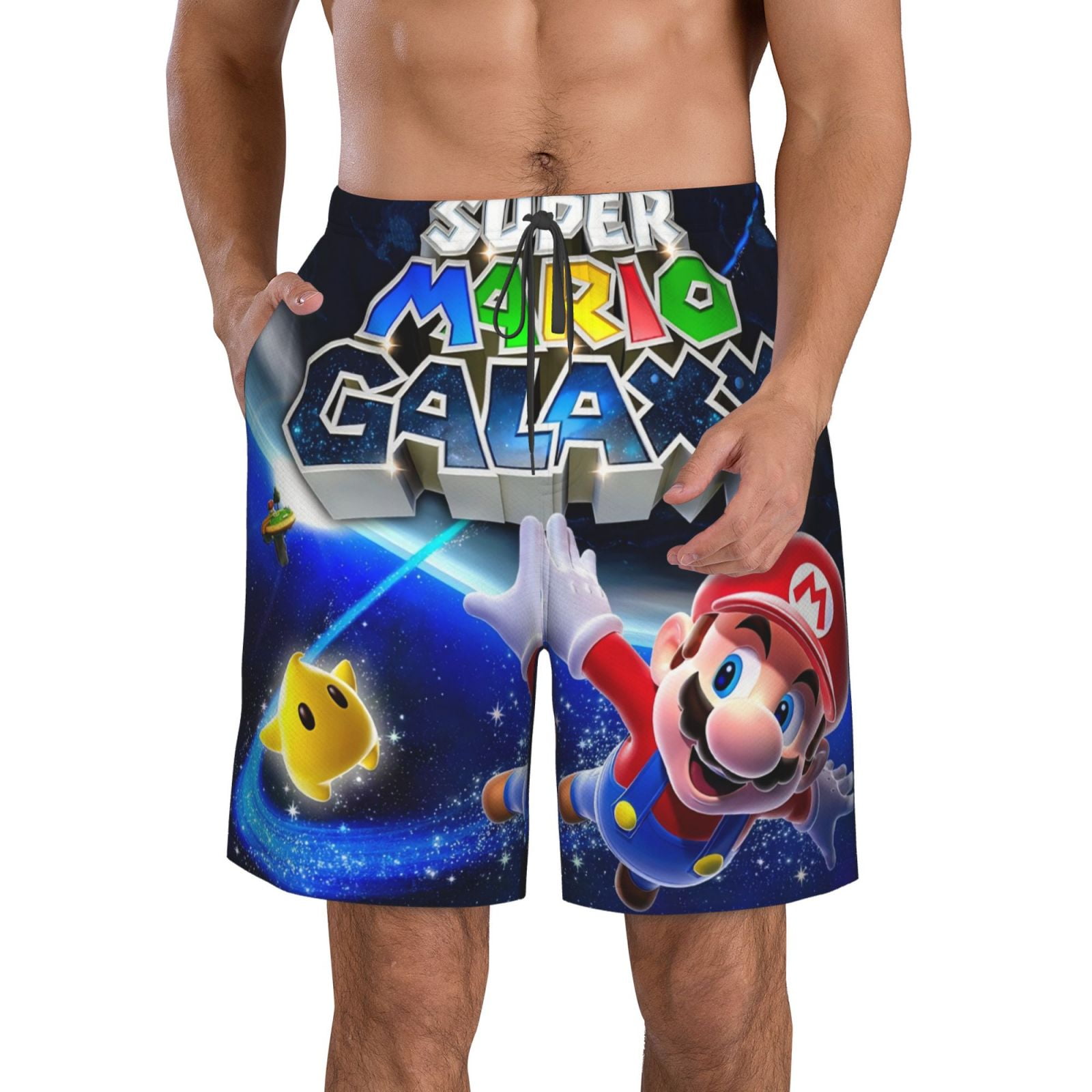 Super Mario Galaxy Summer Beach Sign Mens Swim Trunks Quick Dry Board ...