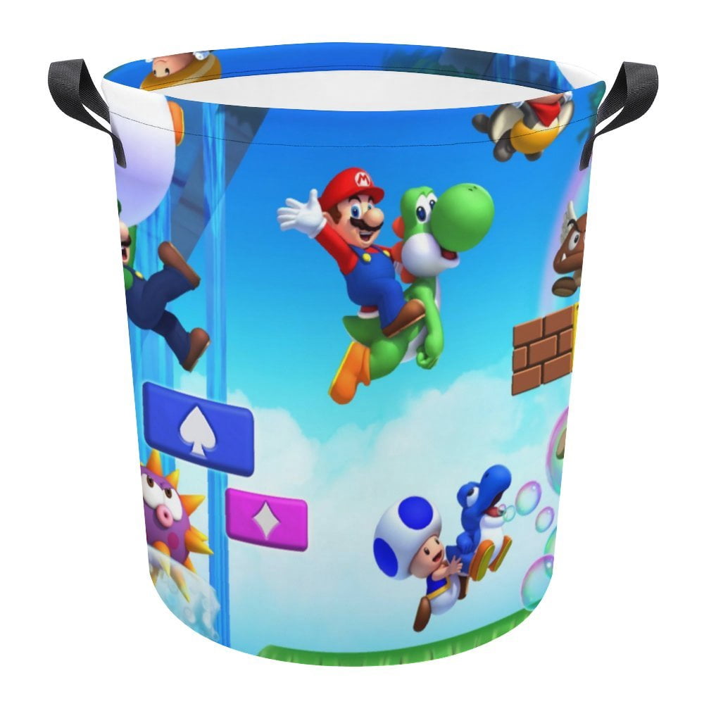 Super Mario Game Circular Laundry Hamper Foldable Large Storage Baskets ...