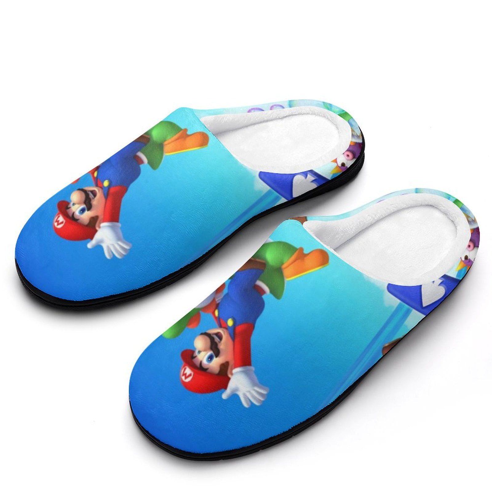 Super Mario Game Men's Cotton Slippers Winter Fuzzy Lightweight Anti ...
