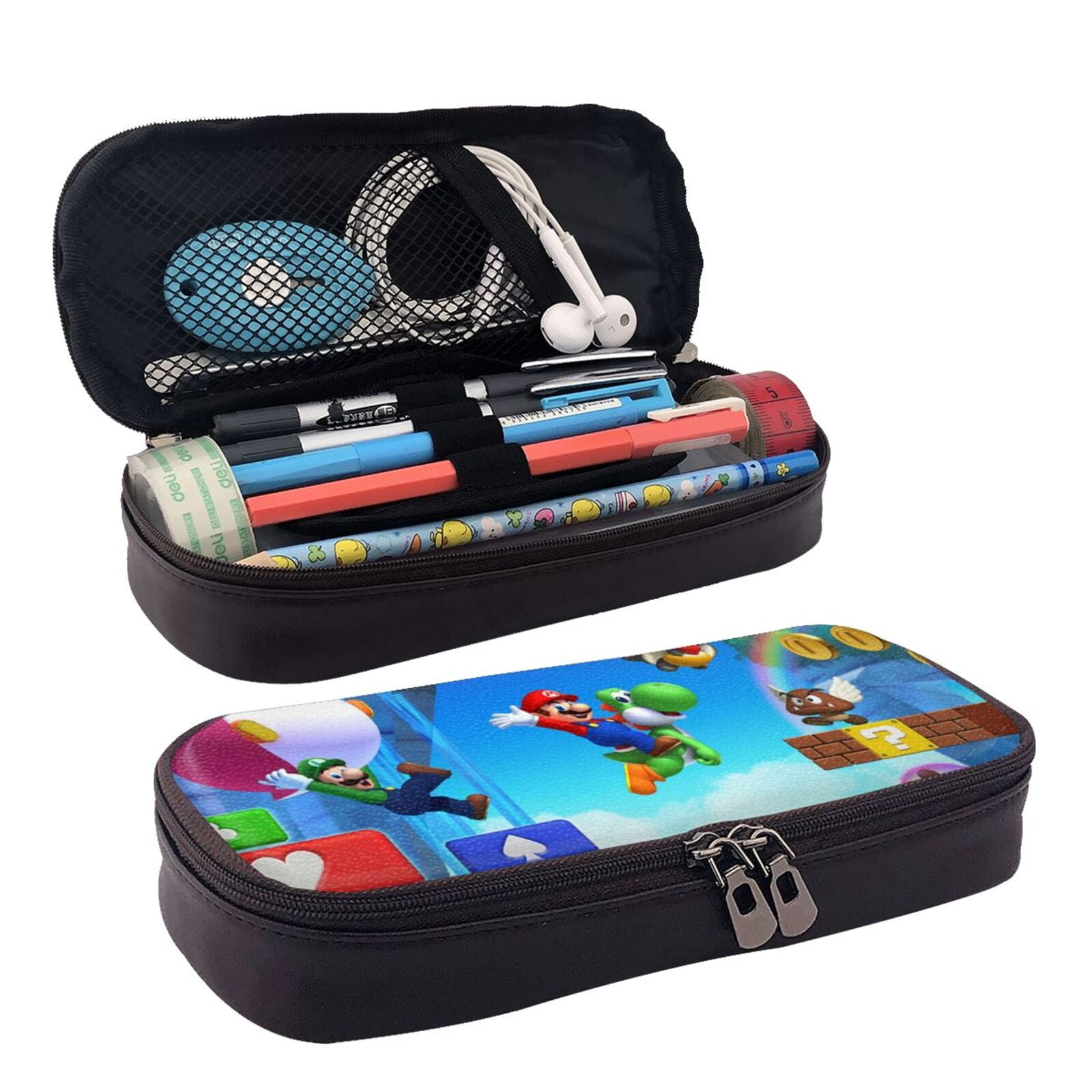 Super Mario Game Pencil Case Brown Leather Pen Bag Stationery Pouch ...