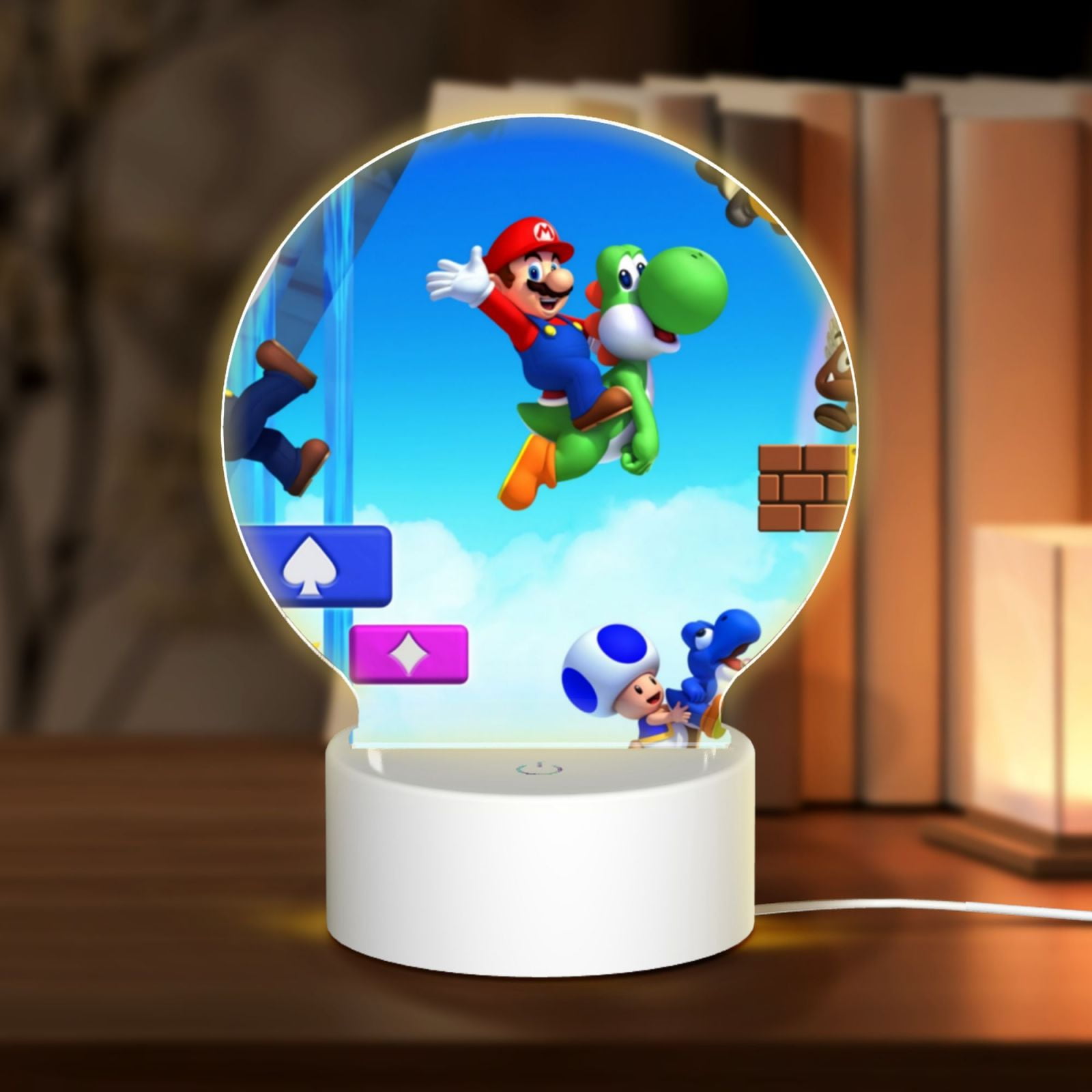 Super Mario Game Round Acrylic Night Light Decoration USB Cable LED ...