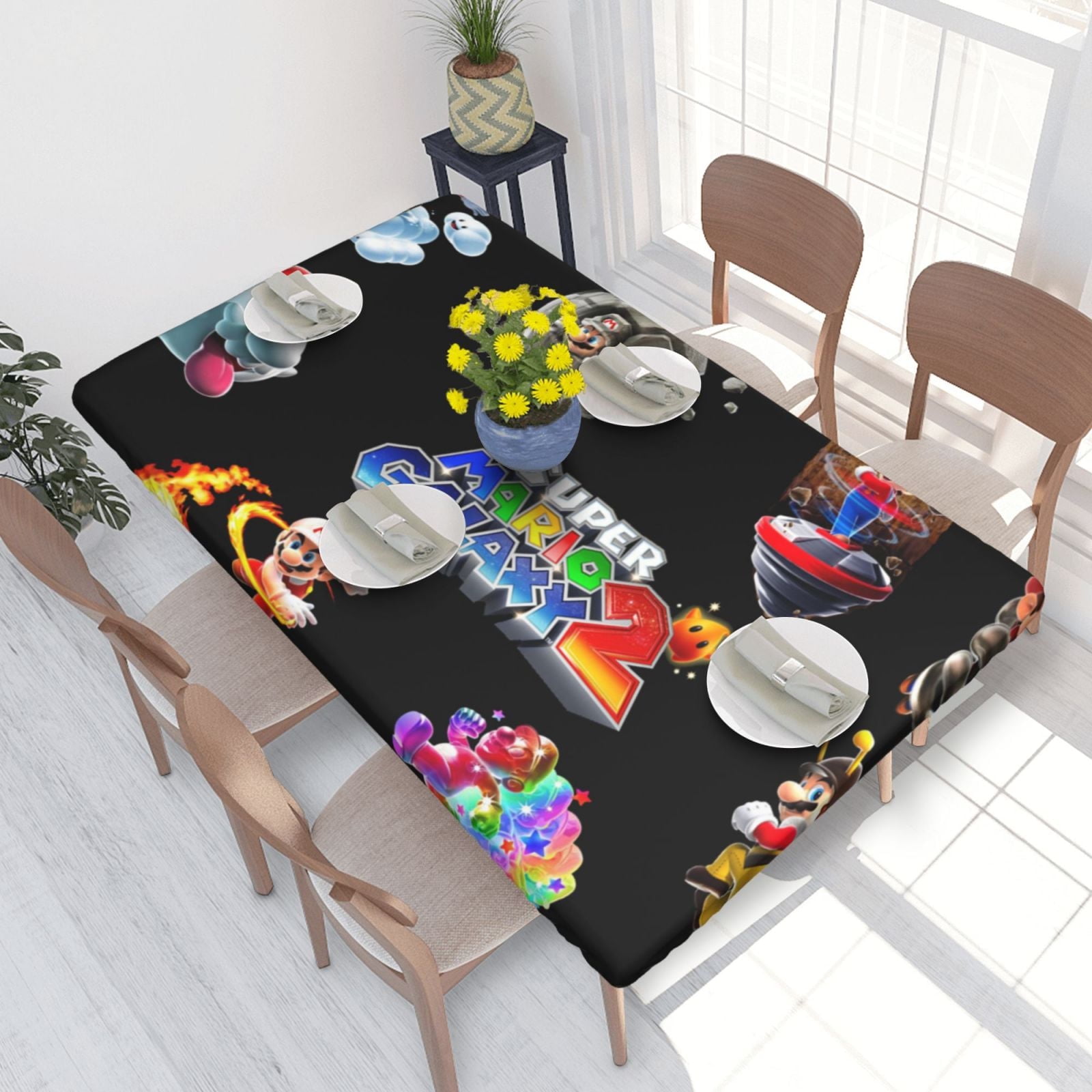 Super Mario Games Elastic Edged Table Cover Reusable Fitted Rectangle ...