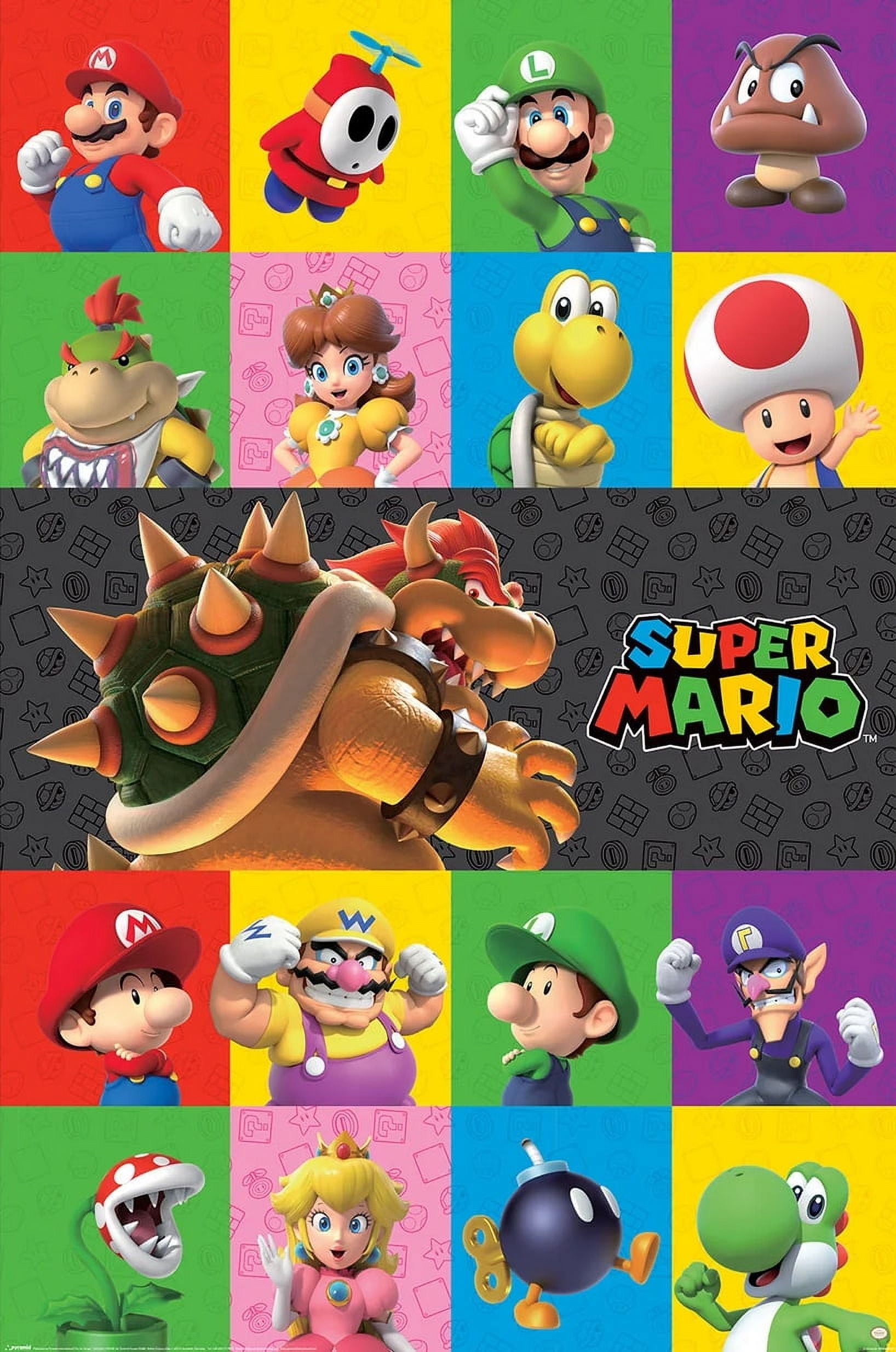 Super Mario - Gaming Poster (Character Grid - Old & Young Versions ...