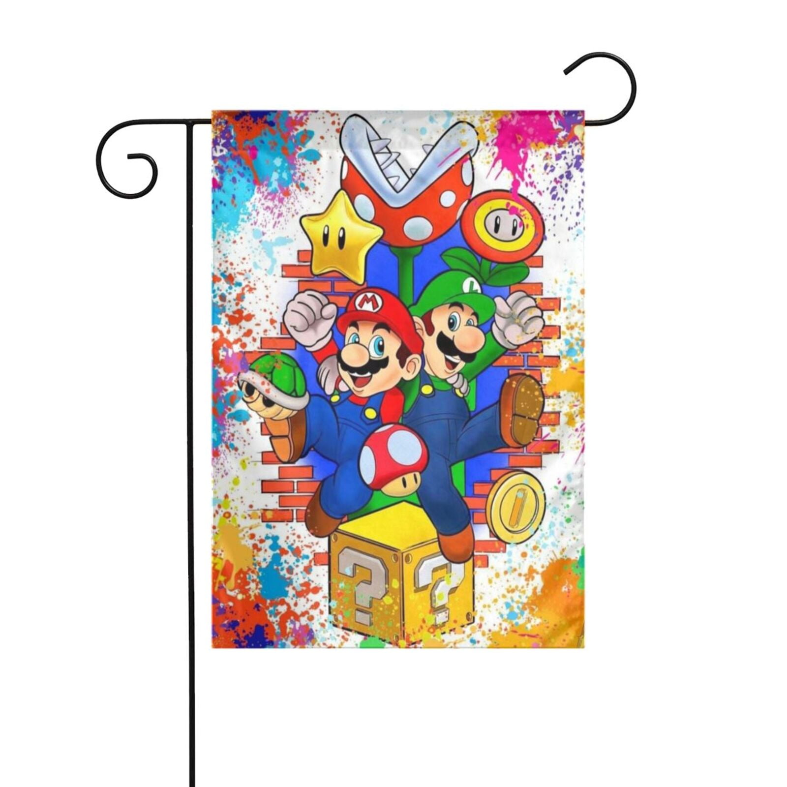 Super Mario Garden Flag Double Sided Outside Cartoon Game Yard Outdoor ...