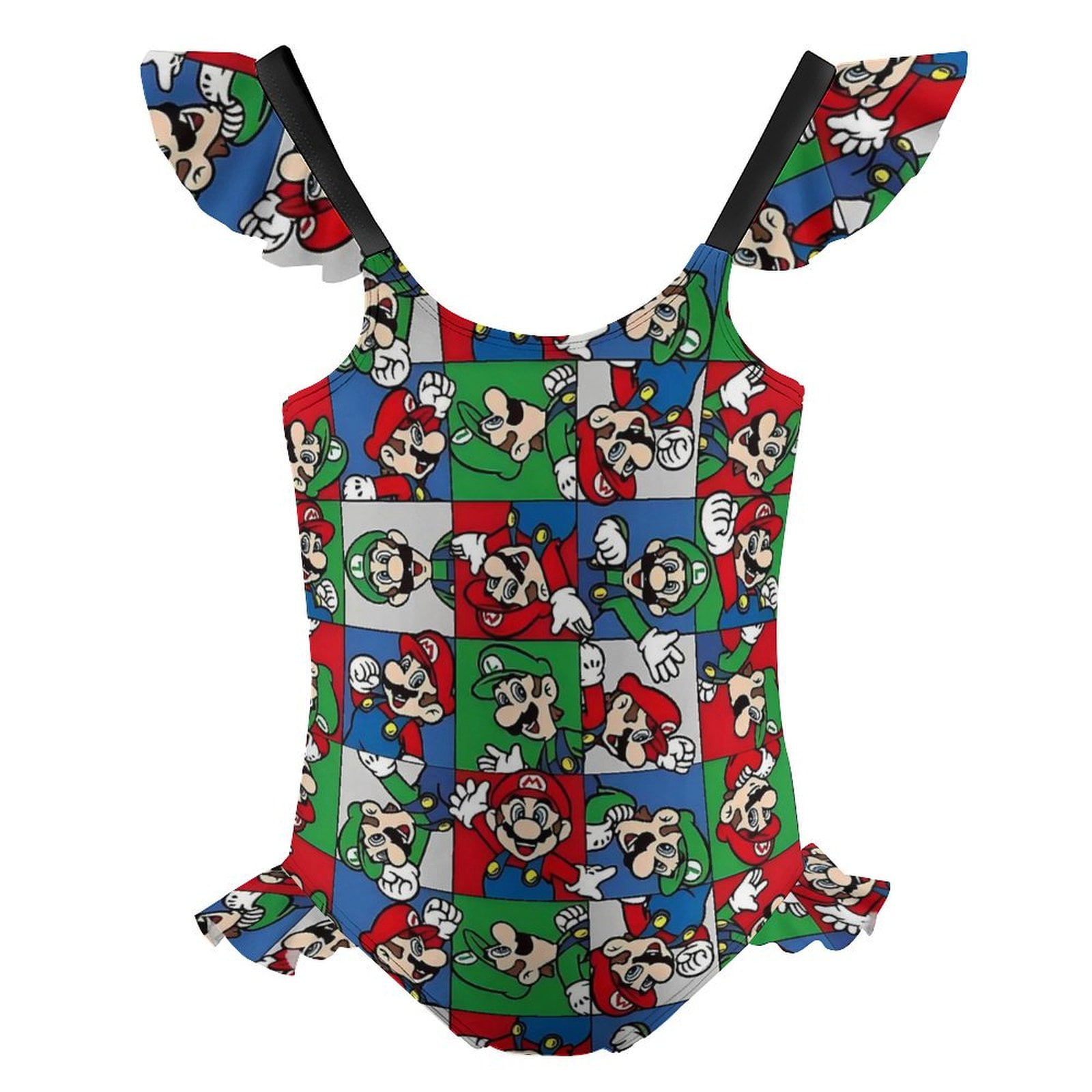 Super Mario Girls One-piece Cute Swimsuit Quick Dry Ruffles 10-12Y ...