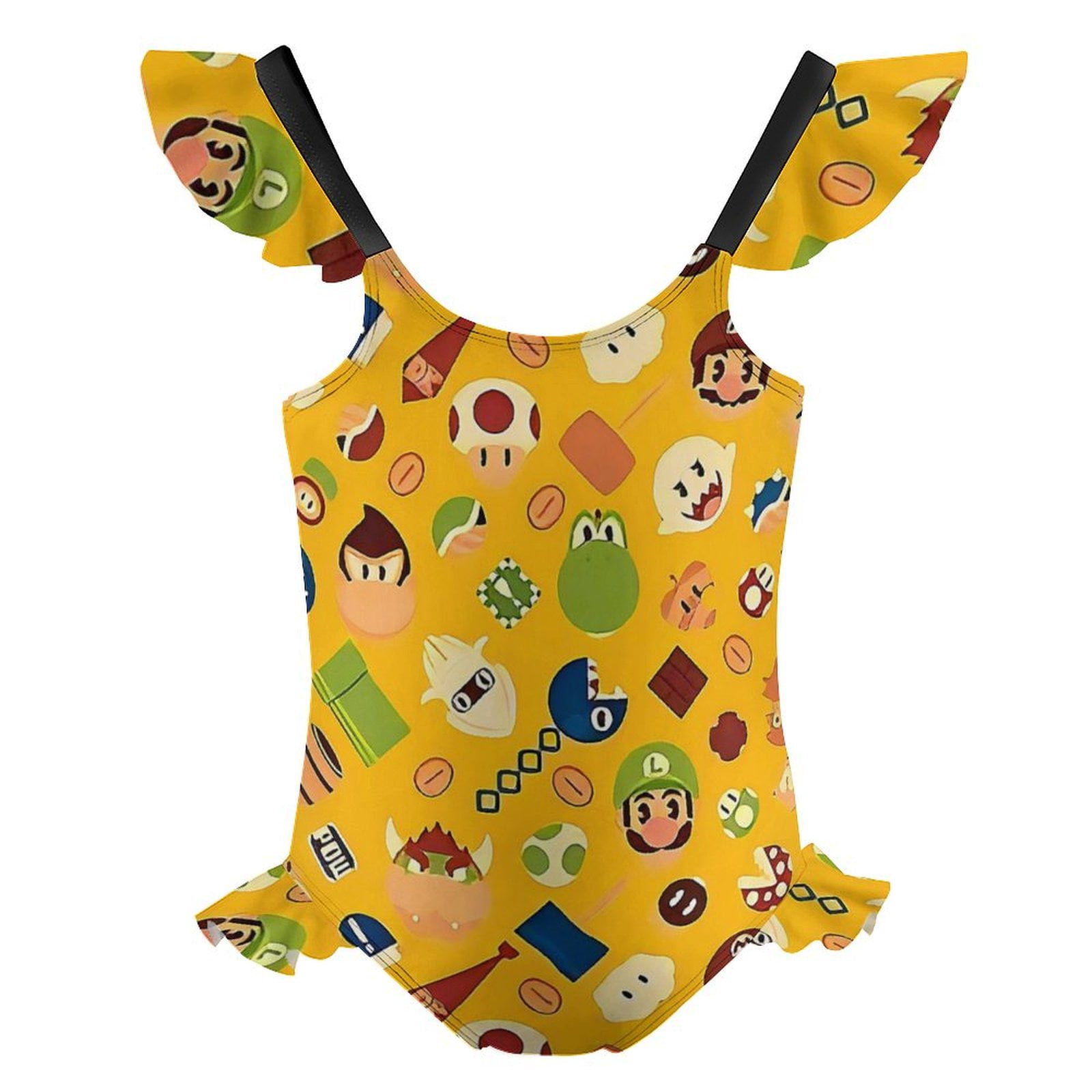 Super Mario Girls One-piece Cute Swimsuit Quick Dry Ruffles 10-12Y ...