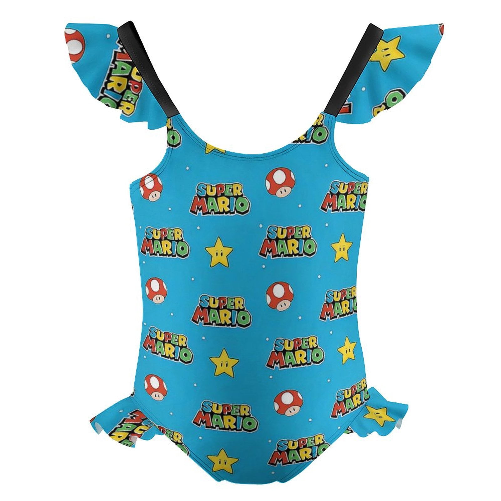 Super Mario Girls One-piece Cute Swimsuit Quick Dry Ruffles 8-10Y（130cm ...