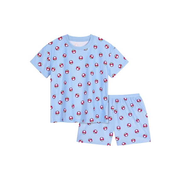 Super Mario Brothers 2-Piece Short Sleeve and Short Pajama Set, 4-12 ...