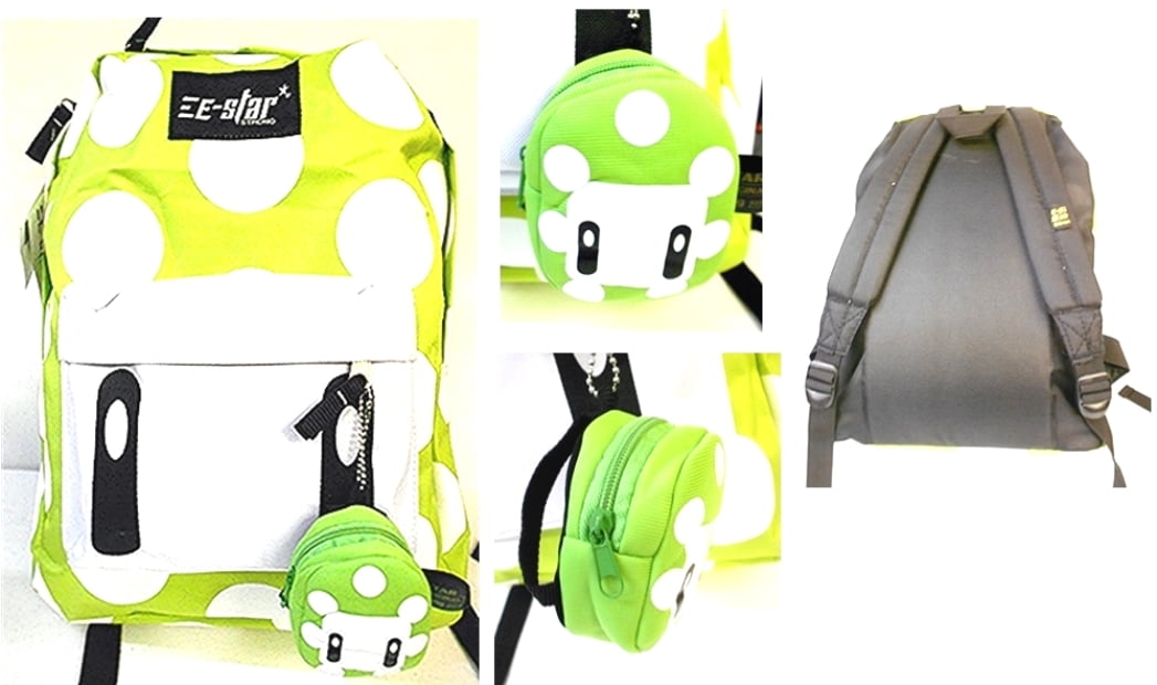 Super Mario Green Mushroom Full-Size Backpack with Bonus Coin Pouch ...