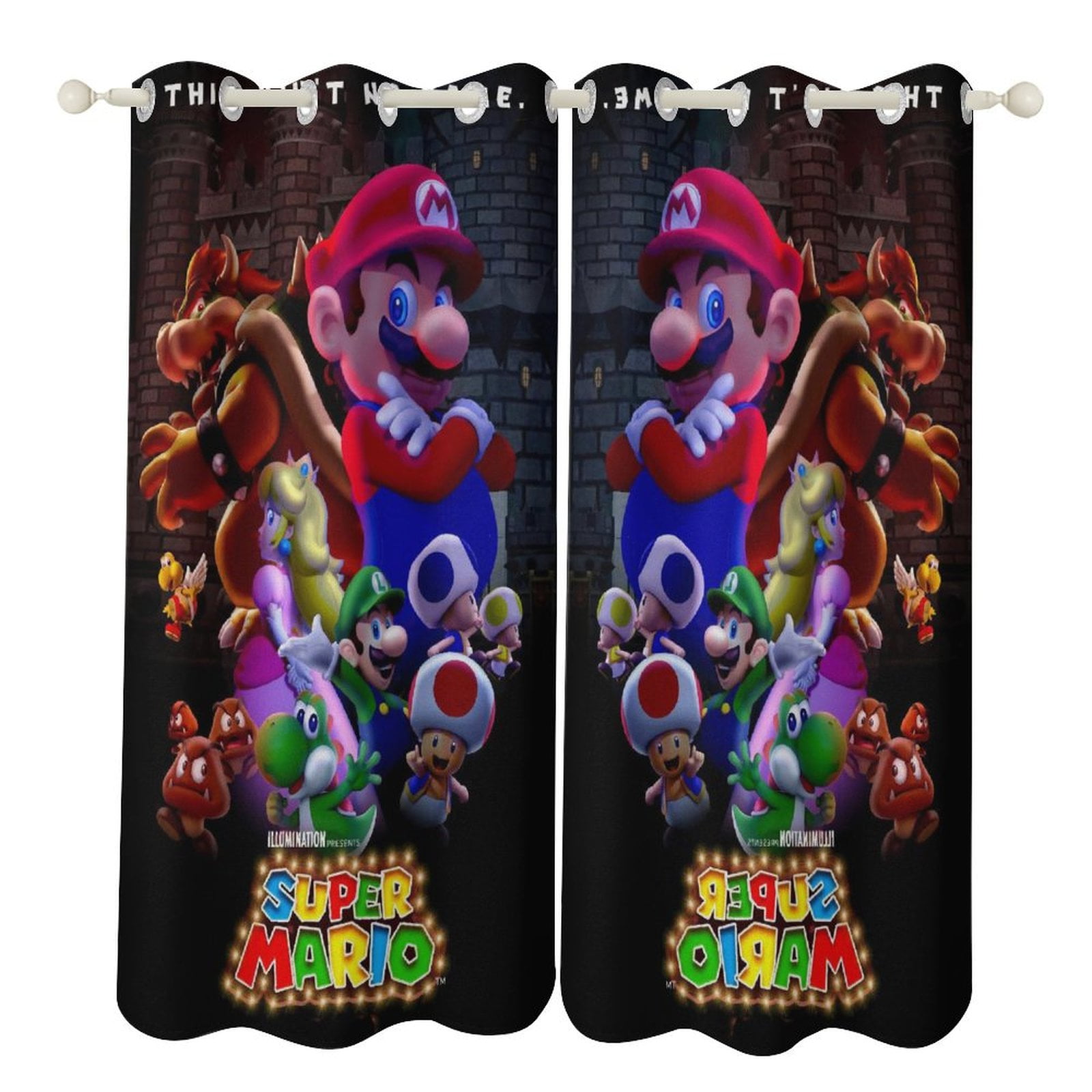 Super-Mario Group Portrait Vintage Curtains 84 inch,2 Panels Set,100% ...