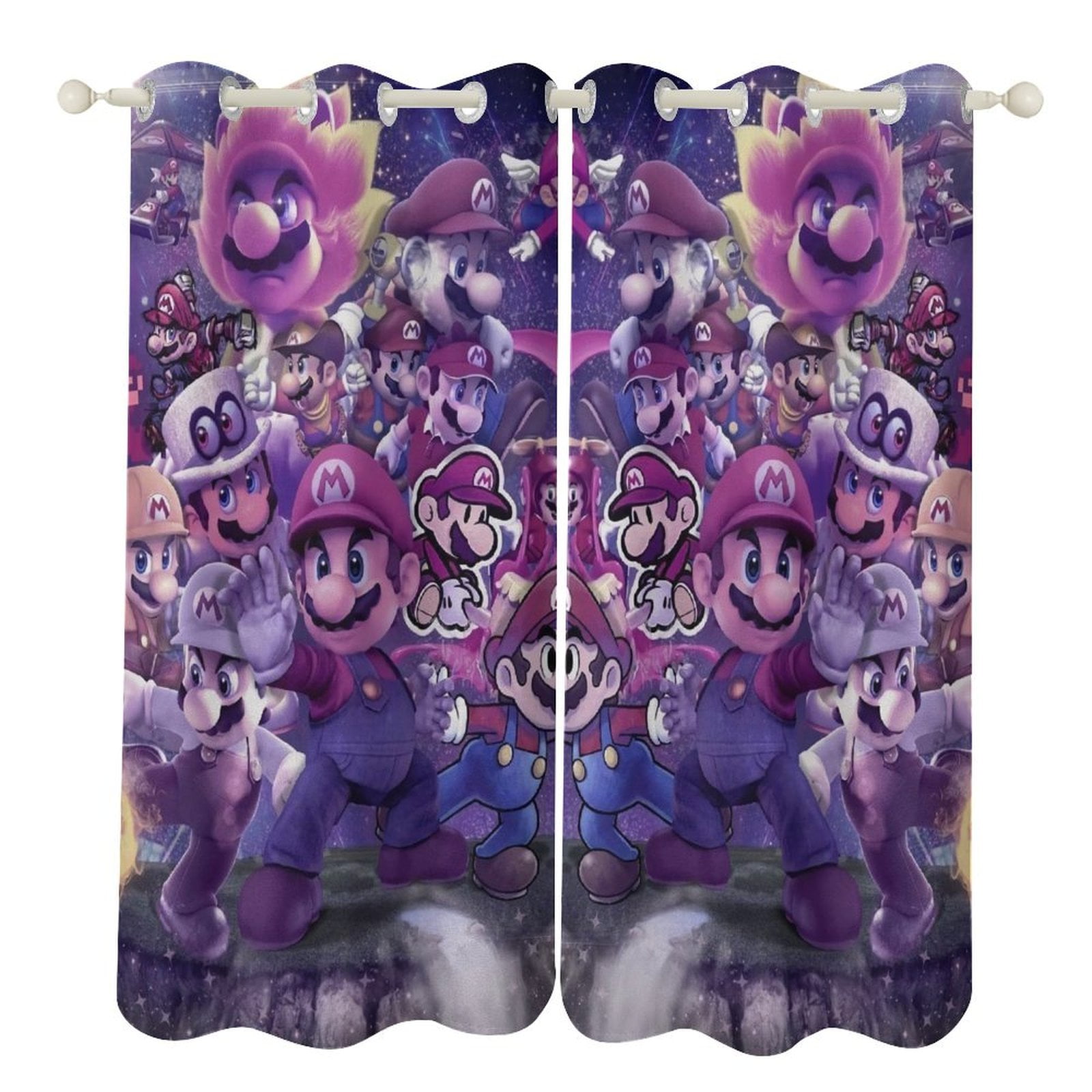 Super-Mario Group Portrait Vintage Kids Curtains 52 X 84 Inch,Cartoon ...