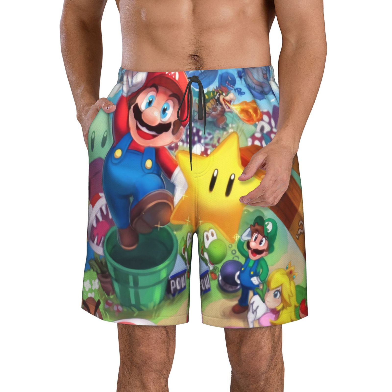 Super Mario Group Portrait21 Summer Beach Sign Mens Swim Trunks Quick ...