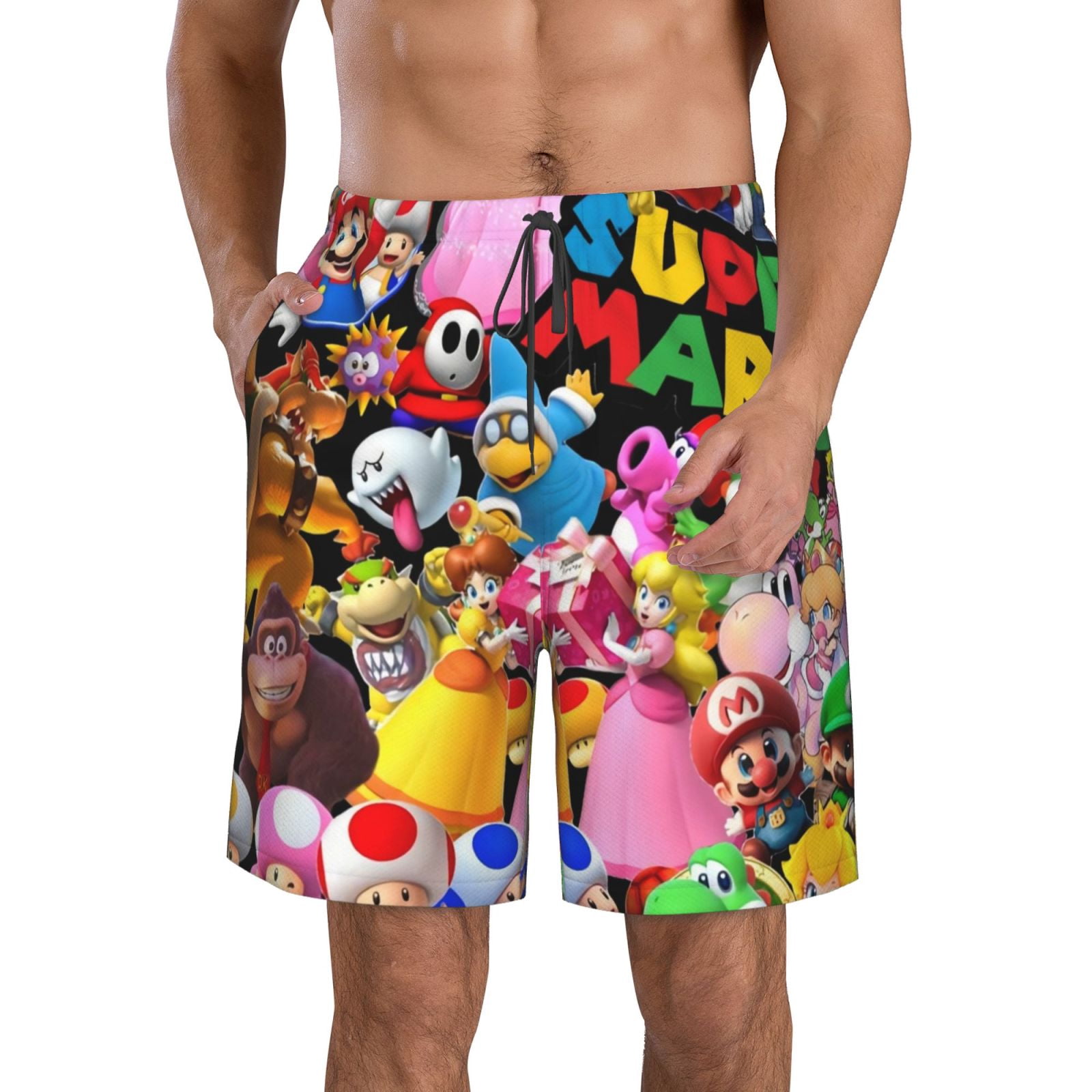 Super Mario Group Portrait220 Summer Beach Sign Mens Swim Trunks Quick ...